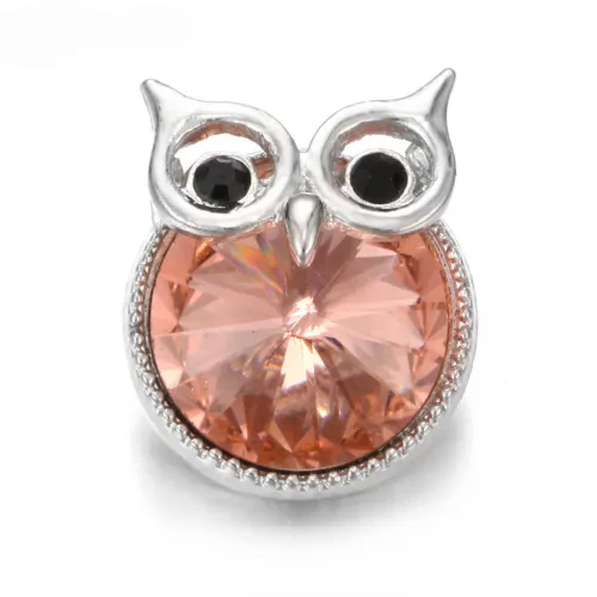 HOOUN 10X Cute Owl Crystal Chunk Charm Snap Button Fit 18mm Drill Snap ...