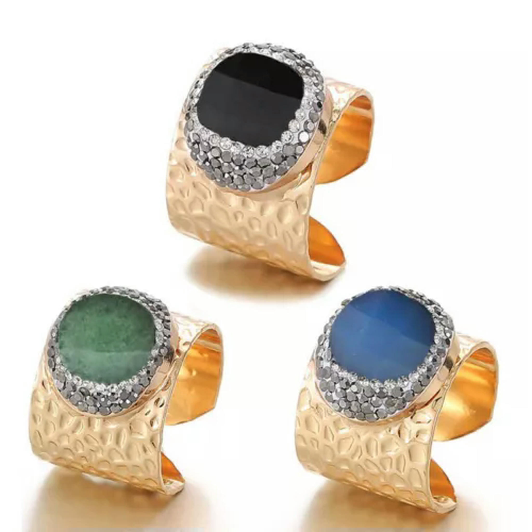 HOOUN 10pcs Micro Inlay Obsidian Ring Friendship Engagement Wedding ...