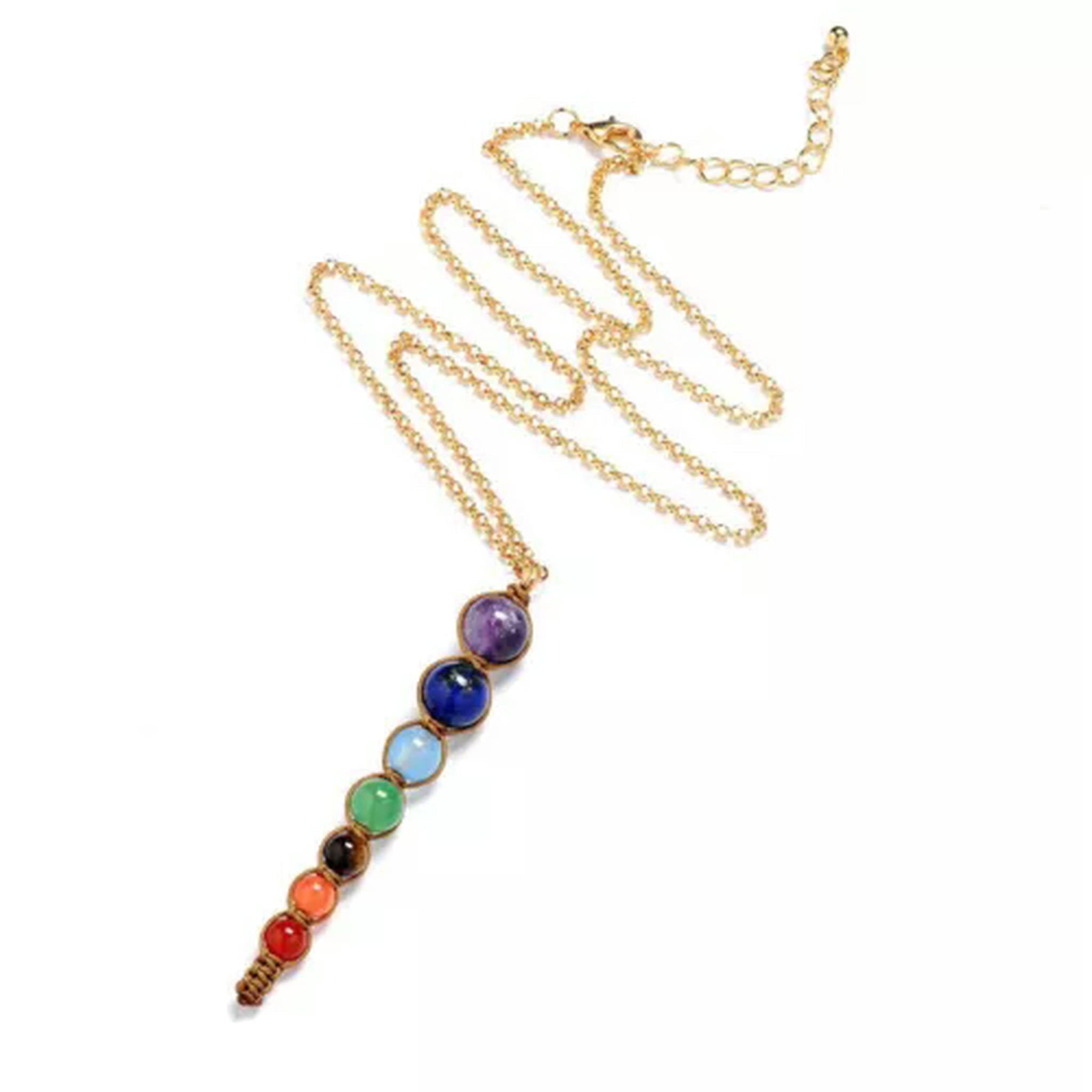 HOOUN 10pcs Multicolor 7 Chakra Healing Balance Beads Necklace Women ...