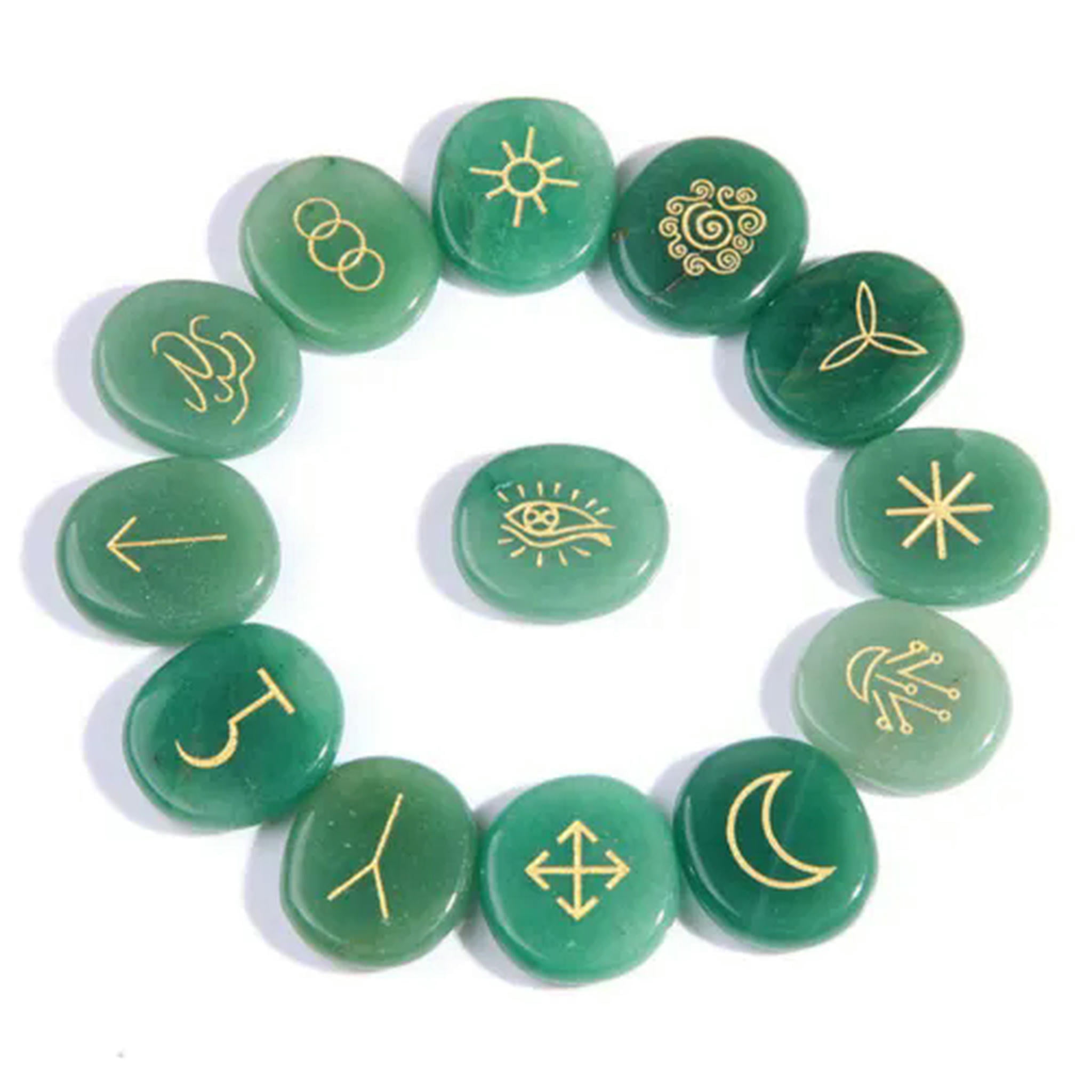 HOOUN 13pcs Natural Crystal Rune Stones Carved Witch Pagan Wiccan Reiki ...