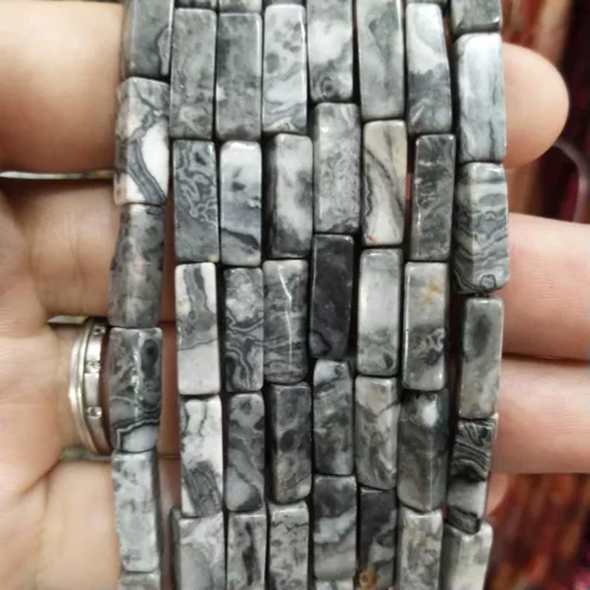 HOOUN 13x4mm Natural GemStone Rectangle Tube Loose Beads for Jewelry ...