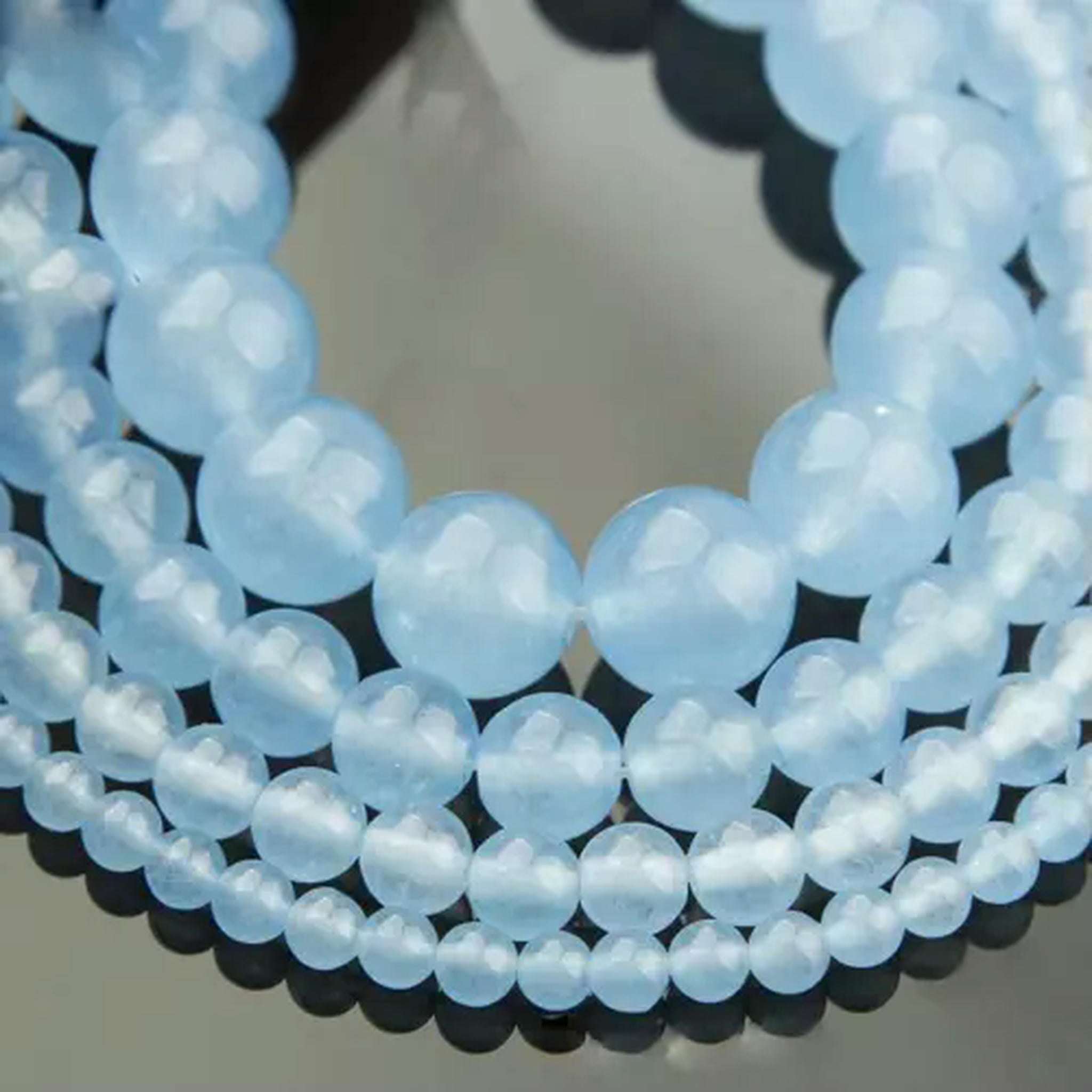 HOOUN 15" Strand Natural Light Blue Jade Stone Gemstone Beads 4mm 6mm ...