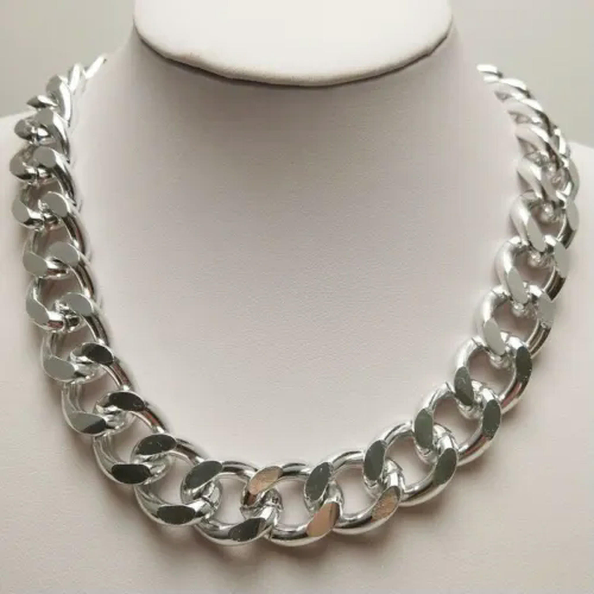HOOUN 15mm Large Men's Choker Collar Stainless Steel Cuban Curb Chain ...