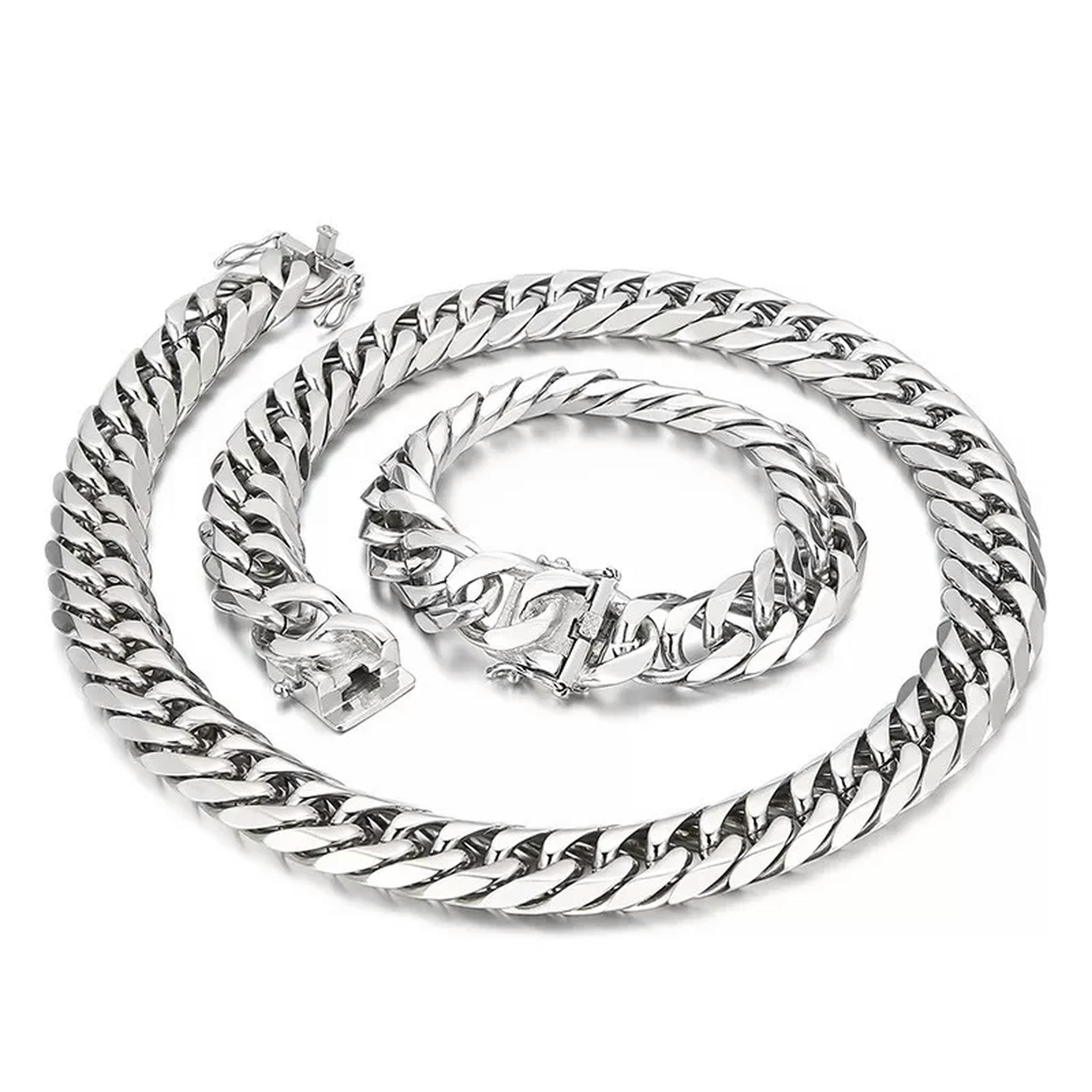 HOOUN 16mm Large Huge Double Curb Link Denim Chain Necklace Bracelet ...