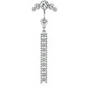 Body Candy 14G 316L Steel Navel Ring Piercing Iridescent White Accent ...