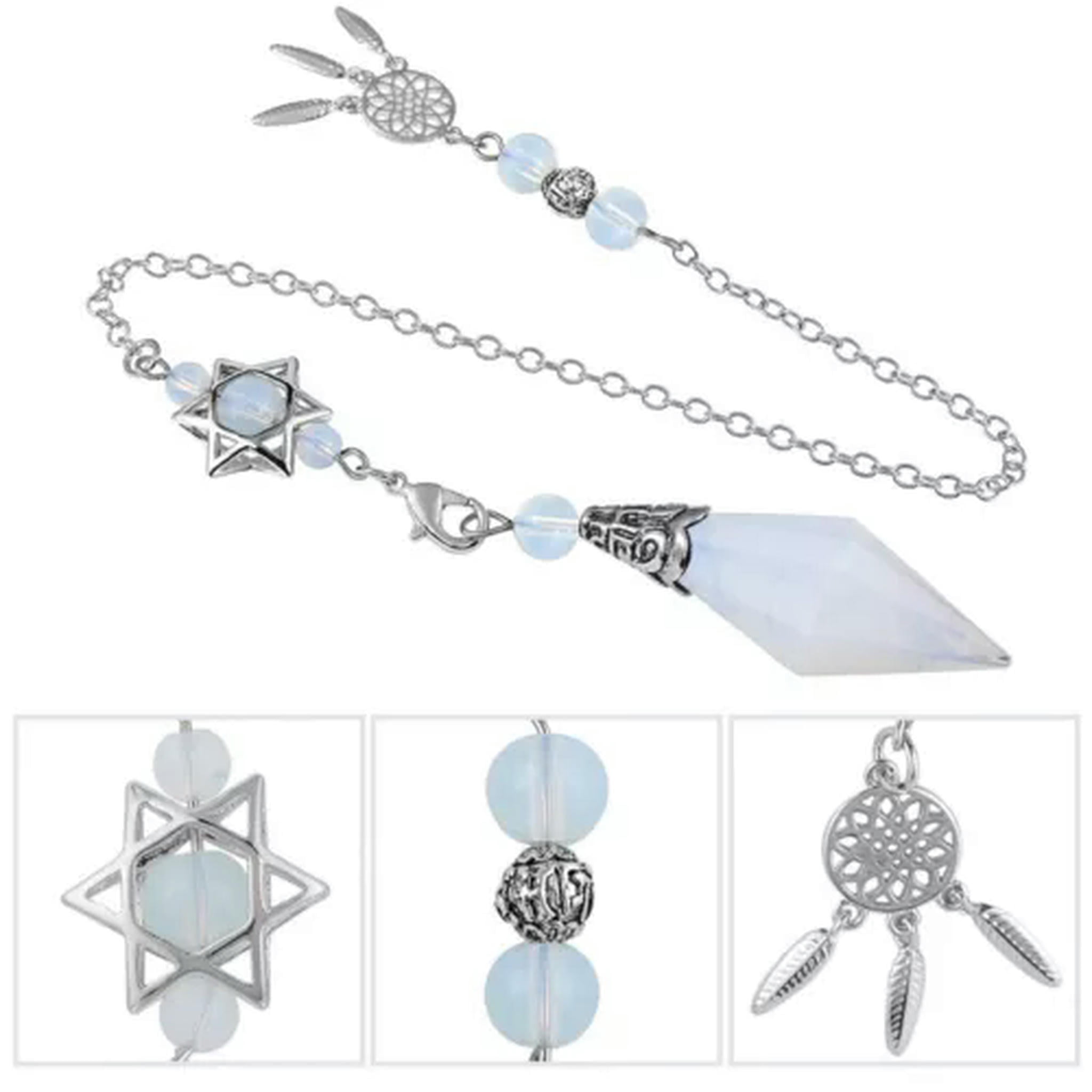 HOOUN 1pc Dowsing Pendant Pendulum Crystal Point Prism with Catcher Merkaba Star-Opal-1PC ...