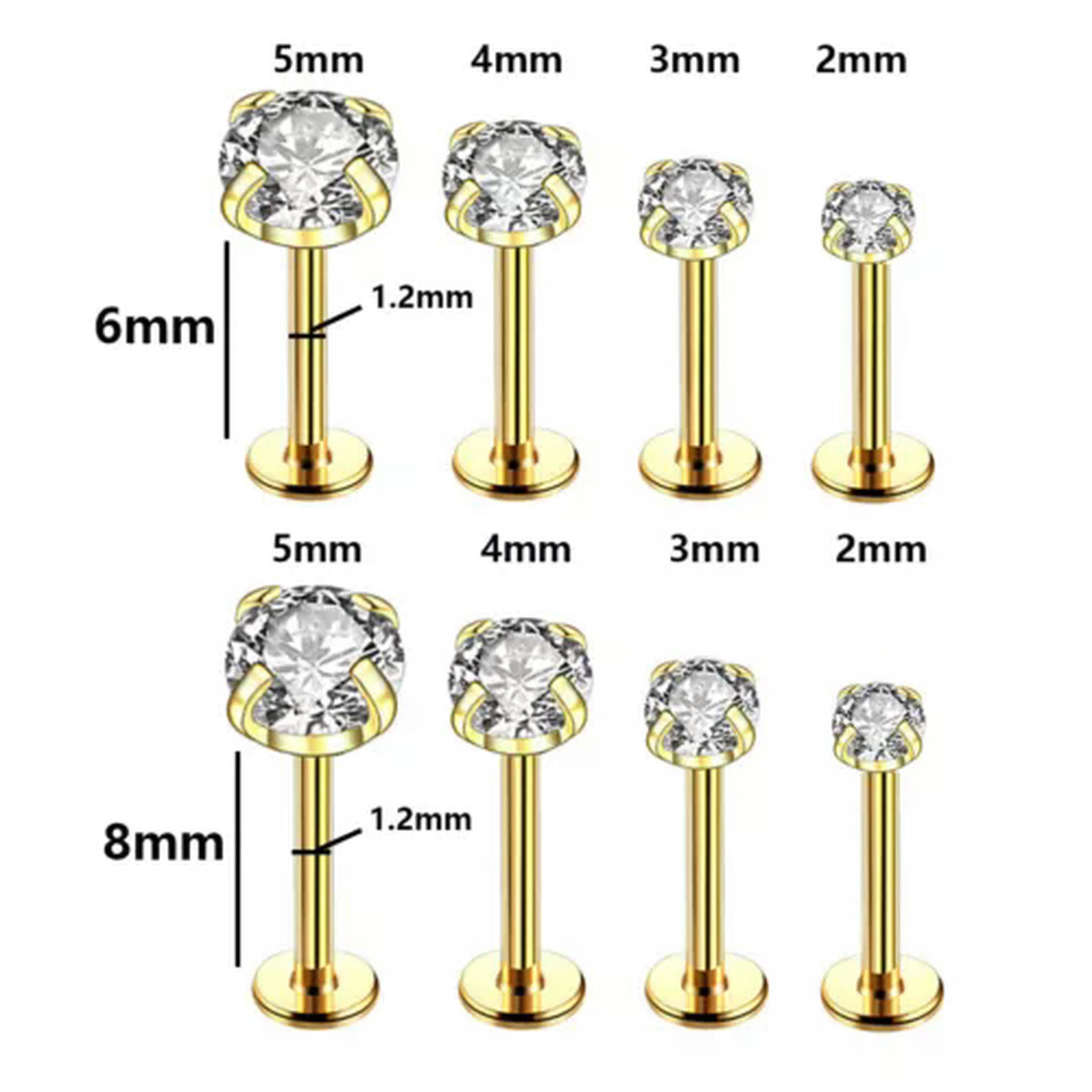 HOOUN 1pc Girls Stainless Steel Crystal Barbell Bar Helix Tongue Ear ...