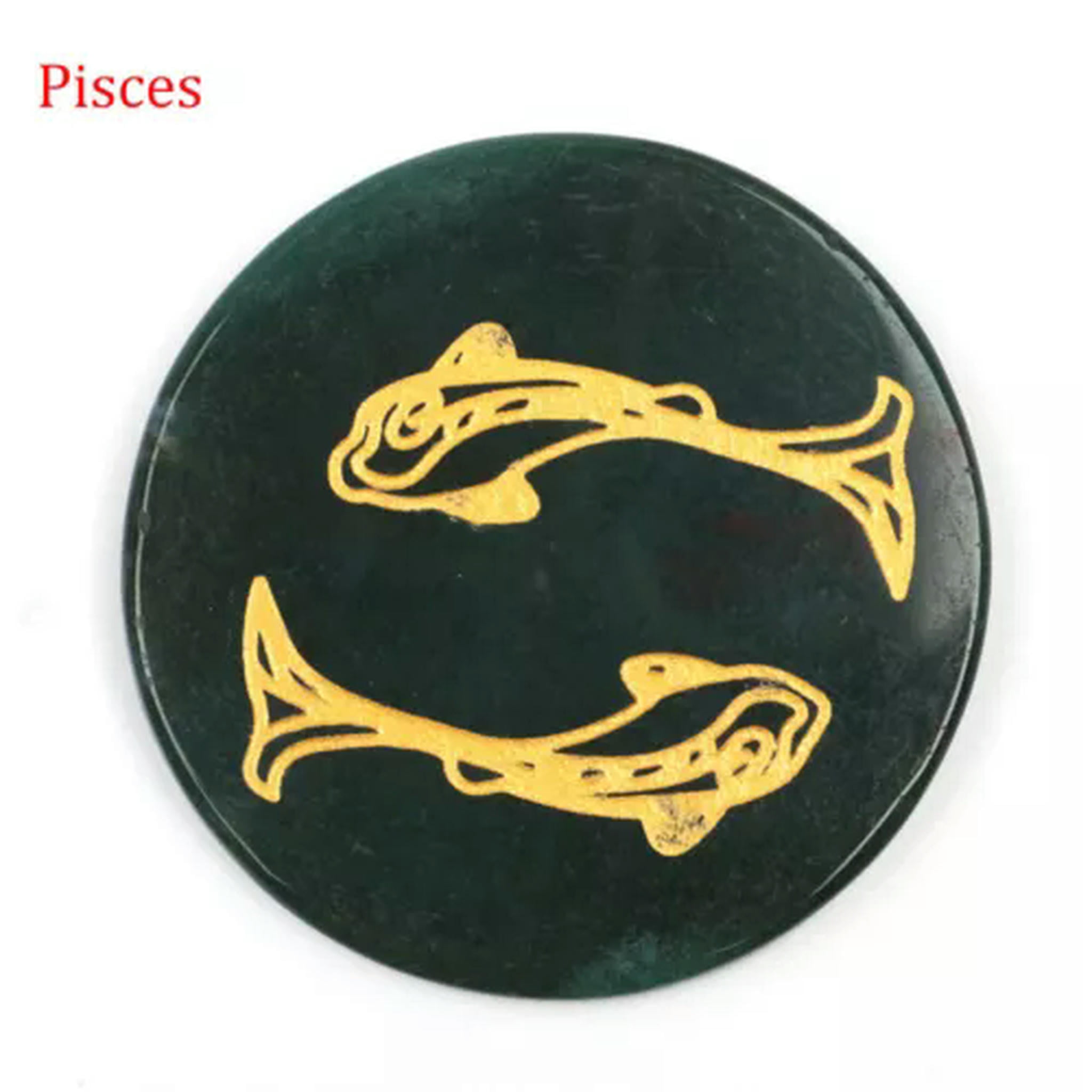 HOOUN 1pc Moss Agate 12 Constellations The Zodiac Crystal Stone Round ...