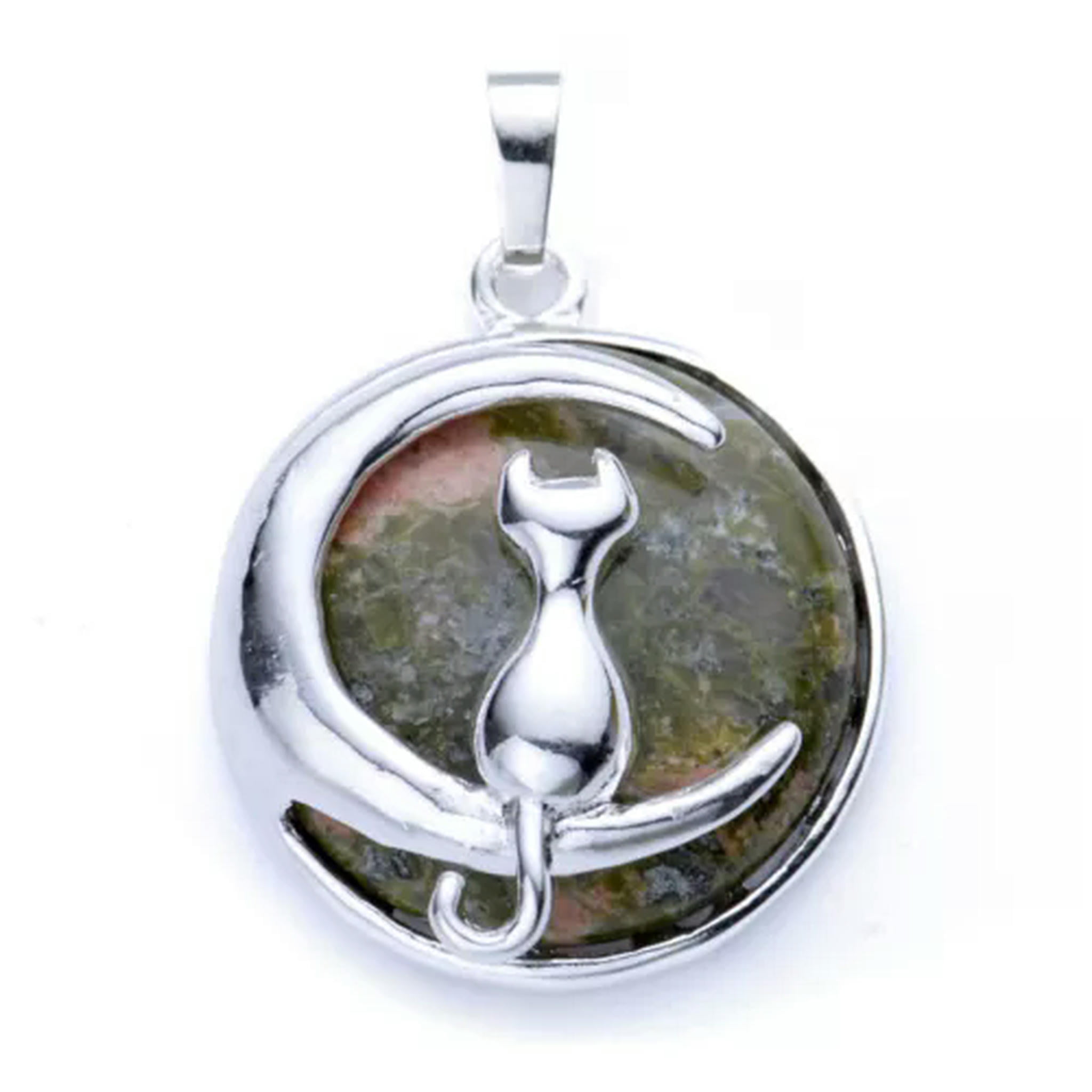 HOOUN 1pc Natural Cat Moon Crystal Gemstone Chakra Pendant Reiki ...
