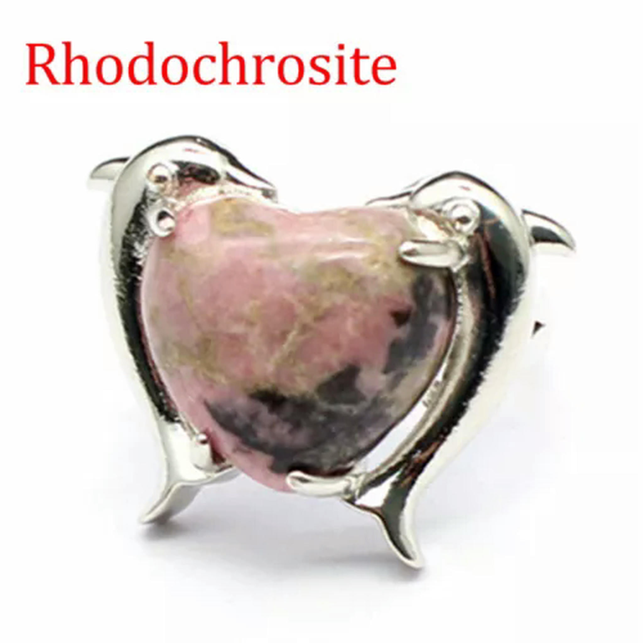 HOOUN 1pc Twin Dolphin Heart Rings Chakra Crystal Animal Bead Gemstone ...