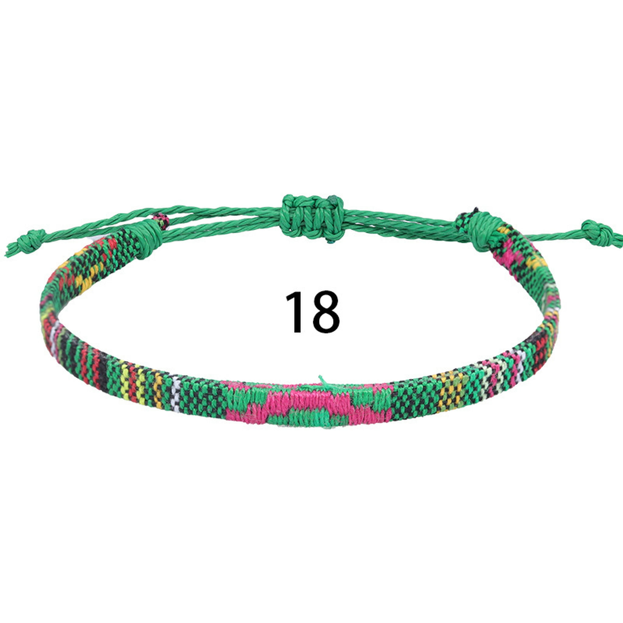HOOUN 2 Pcs Nepal Wind Cotton Linen Woven Cloth Art Rainbow Ankle Chain ...