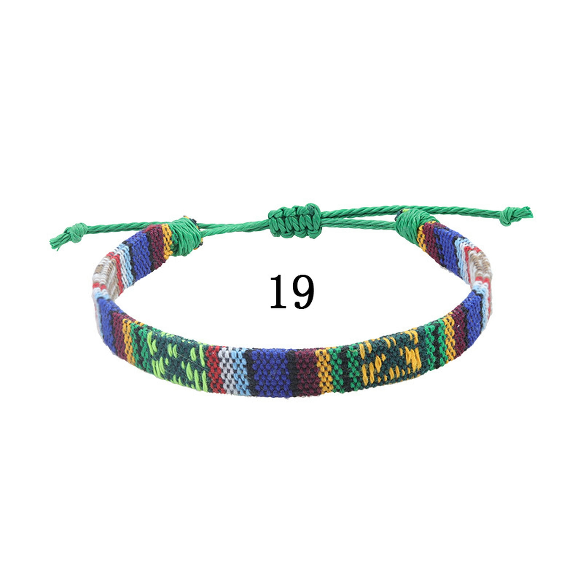 HOOUN 2 Pcs Nepal Wind Cotton Linen Woven Cloth Art Rainbow Ankle Rope ...