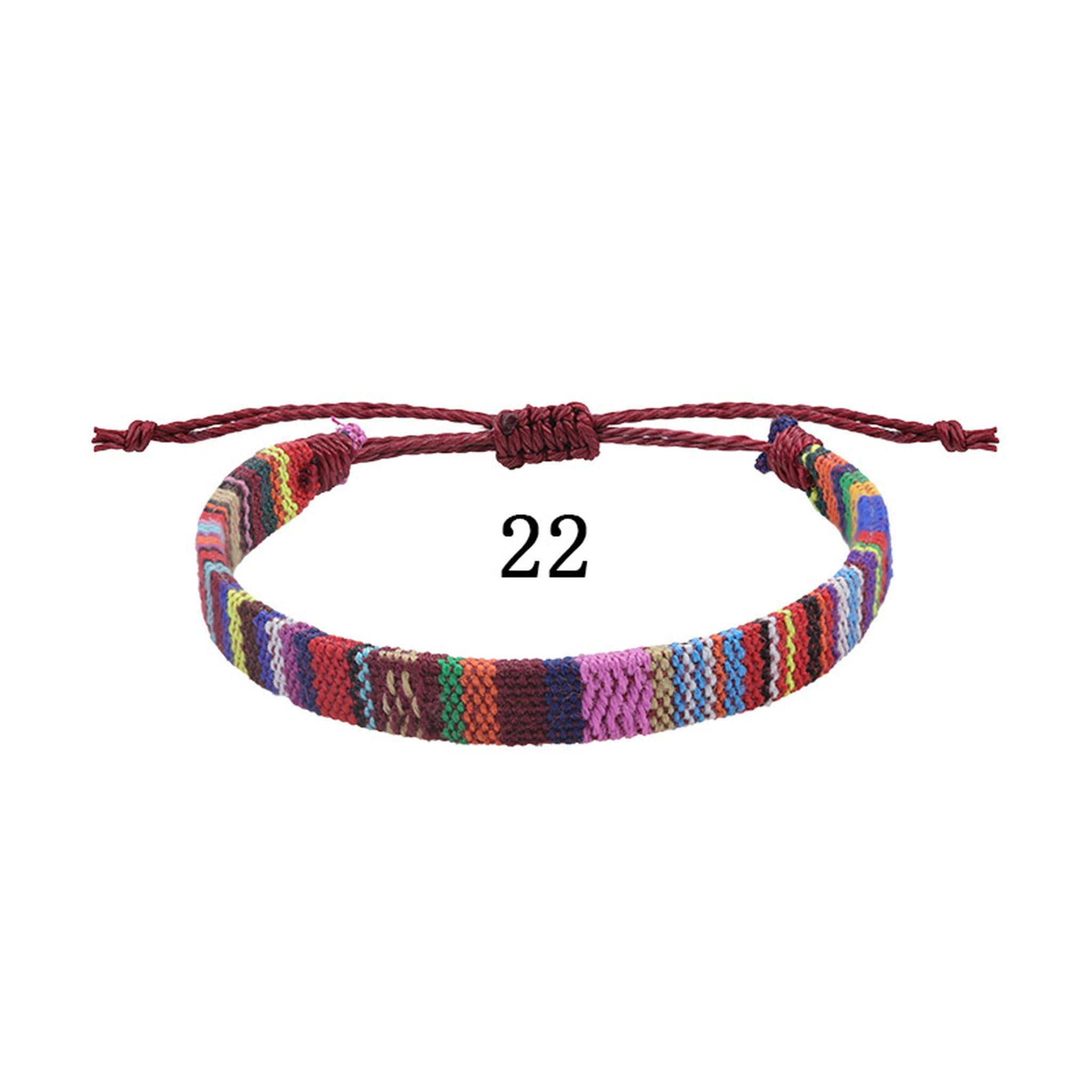 HOOUN 2 Pcs Nepal Wind Cotton Linen Woven Cloth Art Rainbow Ankle Rope ...