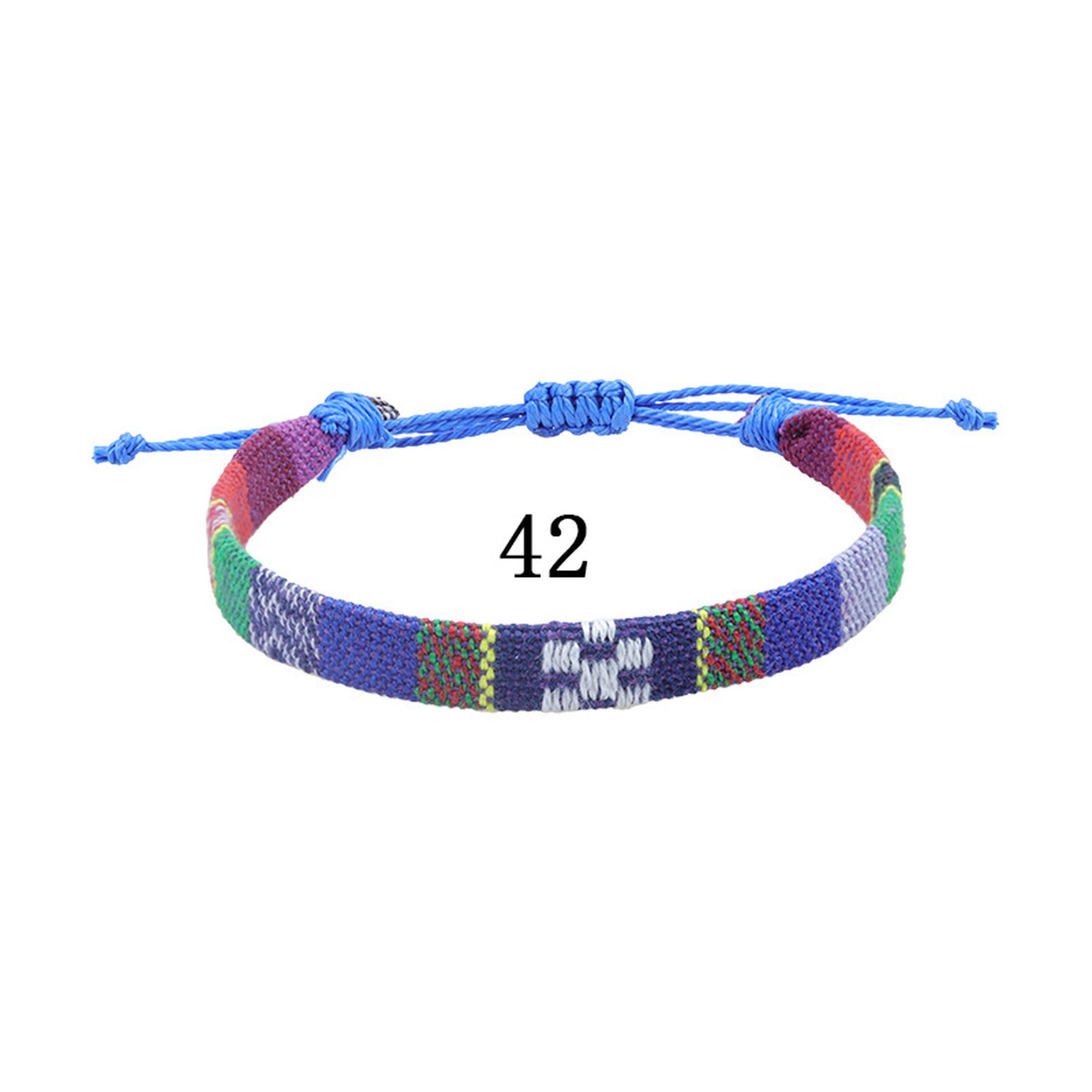 HOOUN 2 Pcs Nepal Wind Cotton Linen Woven Cloth Art Rainbow Ankle Rope ...