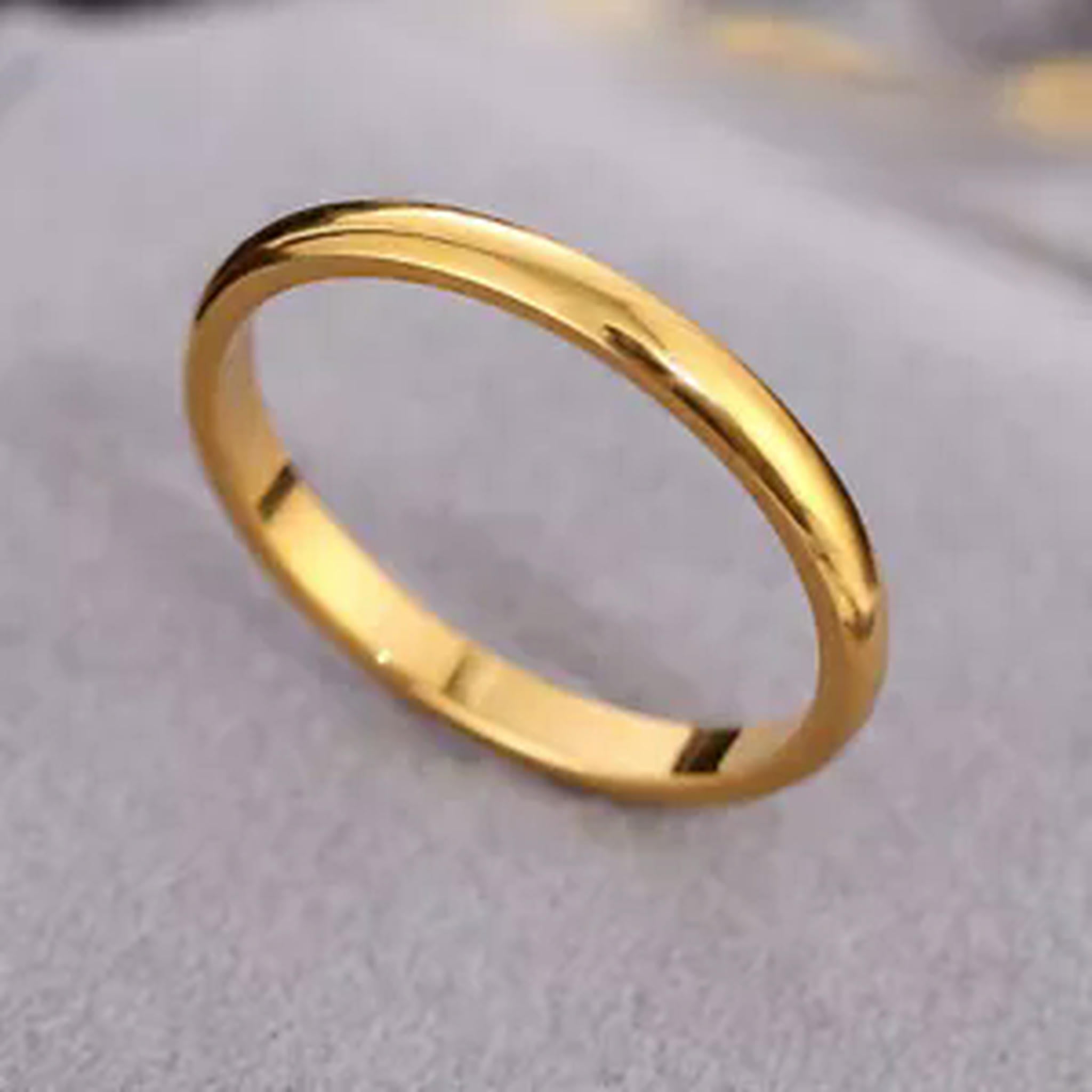 HOOUN 2mm Circle Thin Ring Stainless Finger Ring Couple Ring Prime Ring ...