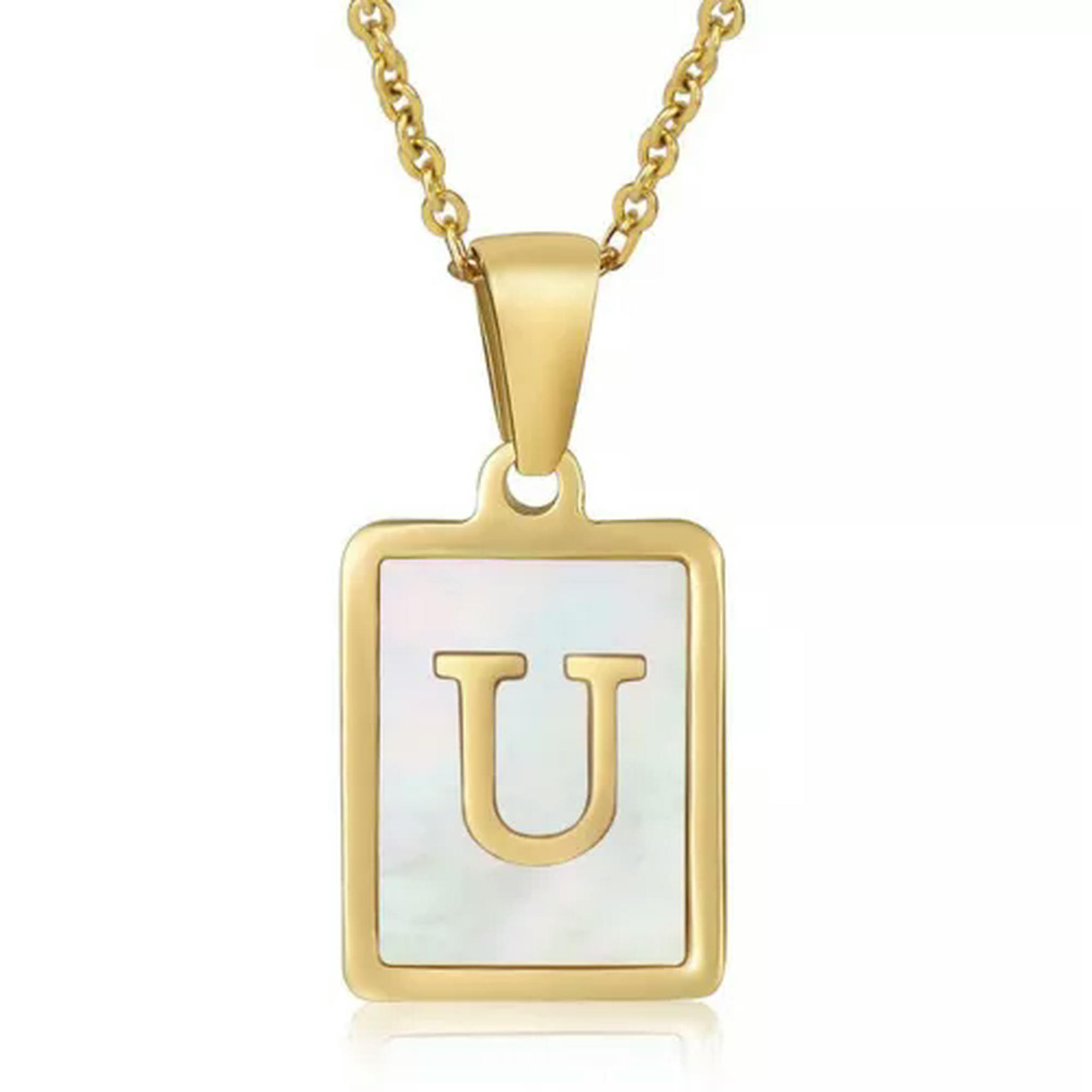 HOOUN 316L Stainless Steel Silver Gold A to Z Letters Shell Pendant ...