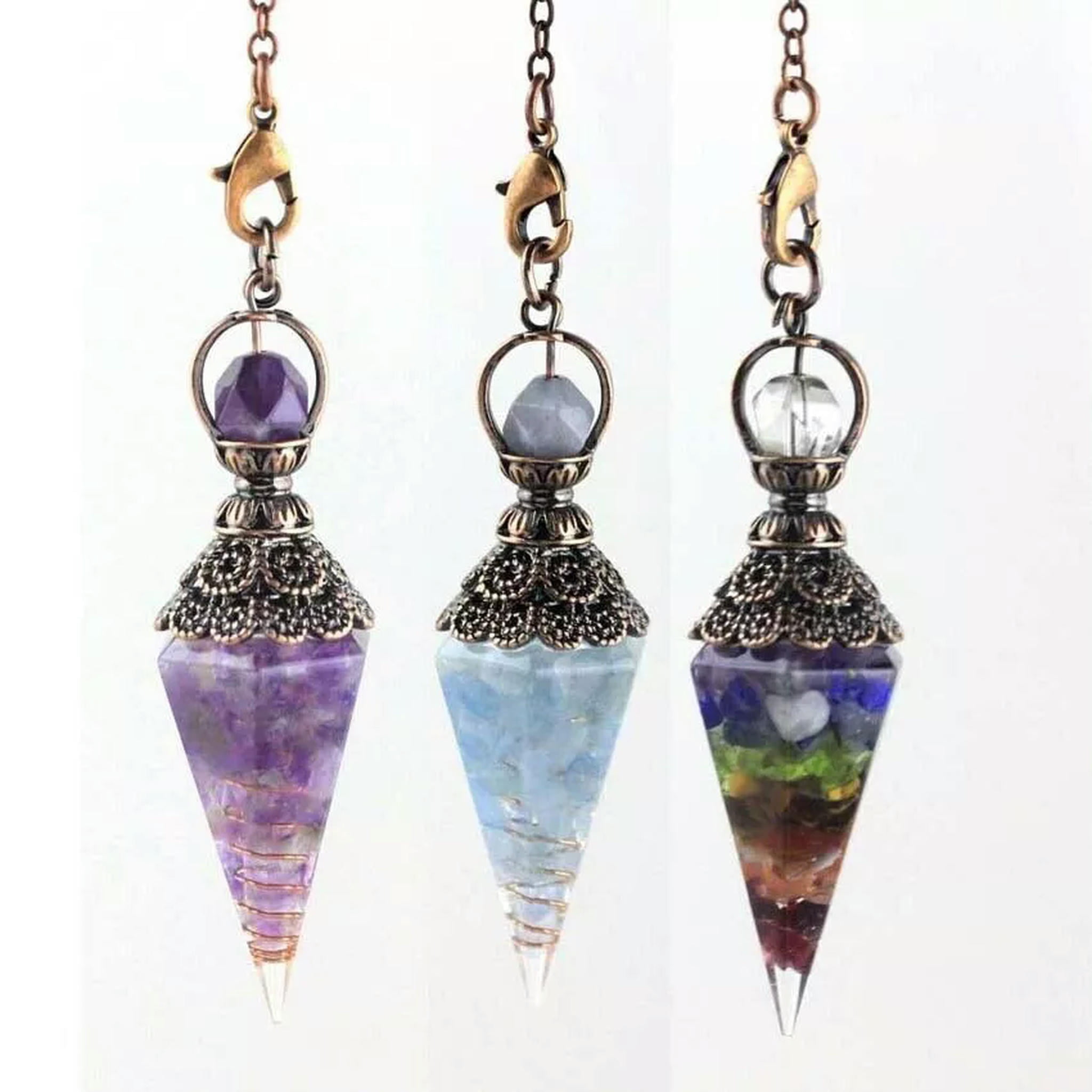 HOOUN 3x Hexagonal Pyramid Taper Cone Healing Point Chakra Pendulum ...