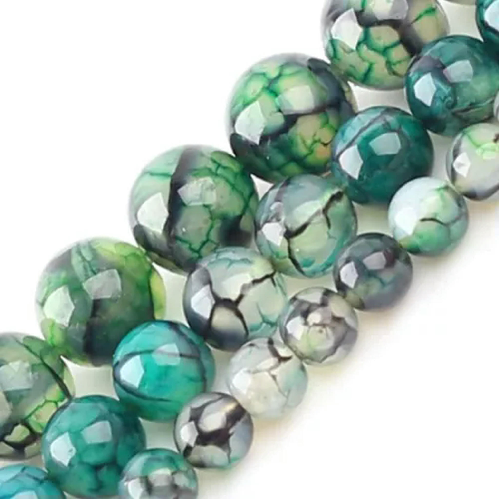 HOOUN 4/6/8/10/12mm Natural Black Dragon Veins Agates Loose Beads For ...