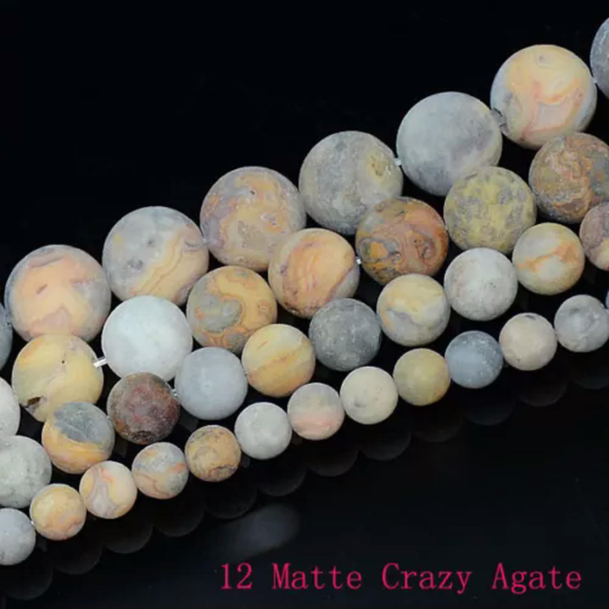 HOOUN 4mm 6mm 8mm 10mm Natural Frosted Matte Gemstones Round Loose Beads Jewelry 15"-6mm-12 ...
