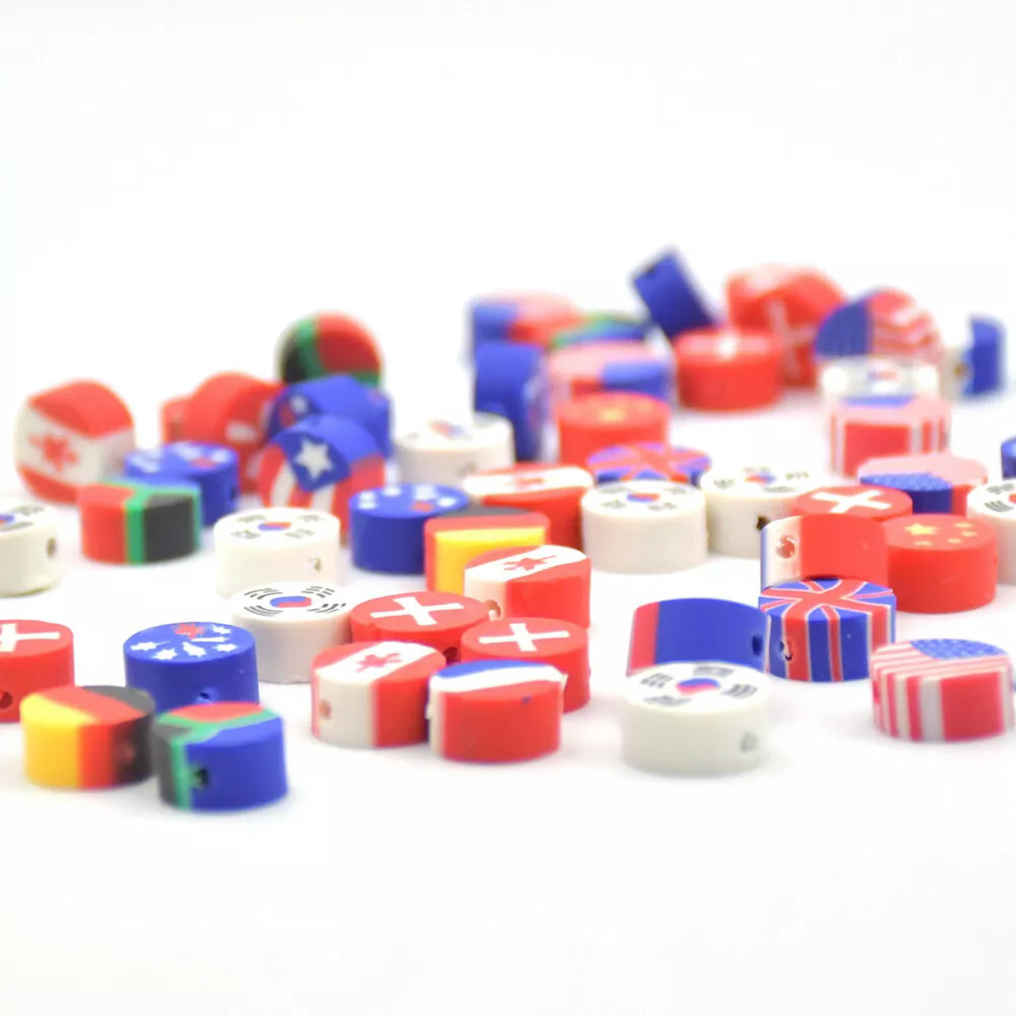 HOOUN 50pcs Mixed Flags Polymer Clay Flatback Spacer Beads Making DIY ...