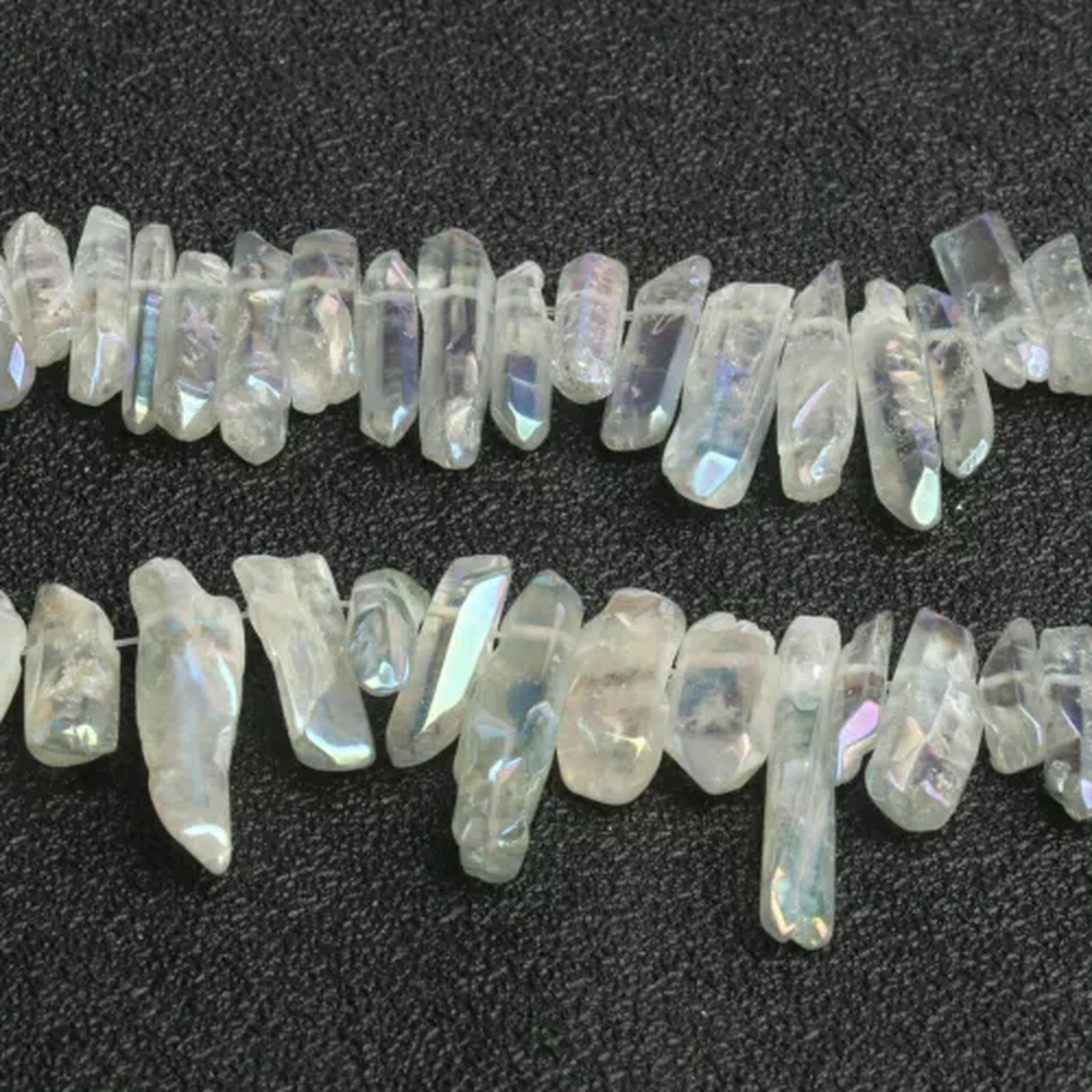 HOOUN 60PCS Natural Quartz Crystal Stick Spikes Points Loose Beads ...
