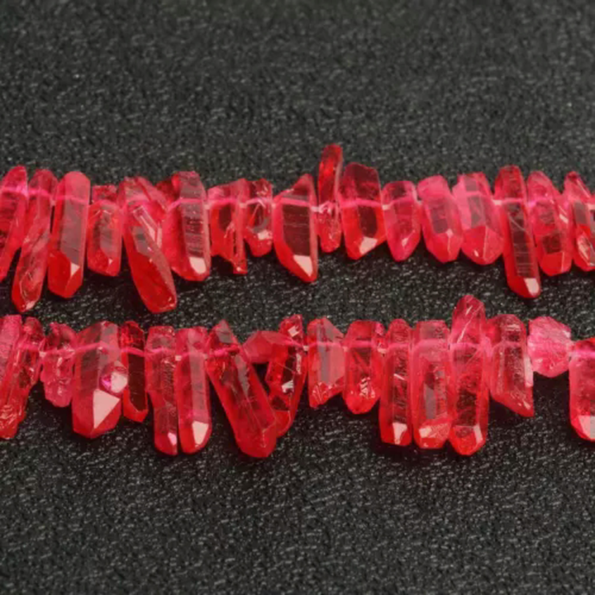 HOOUN 60PCS Natural Quartz Crystal Stick Spikes Points Loose Beads ...