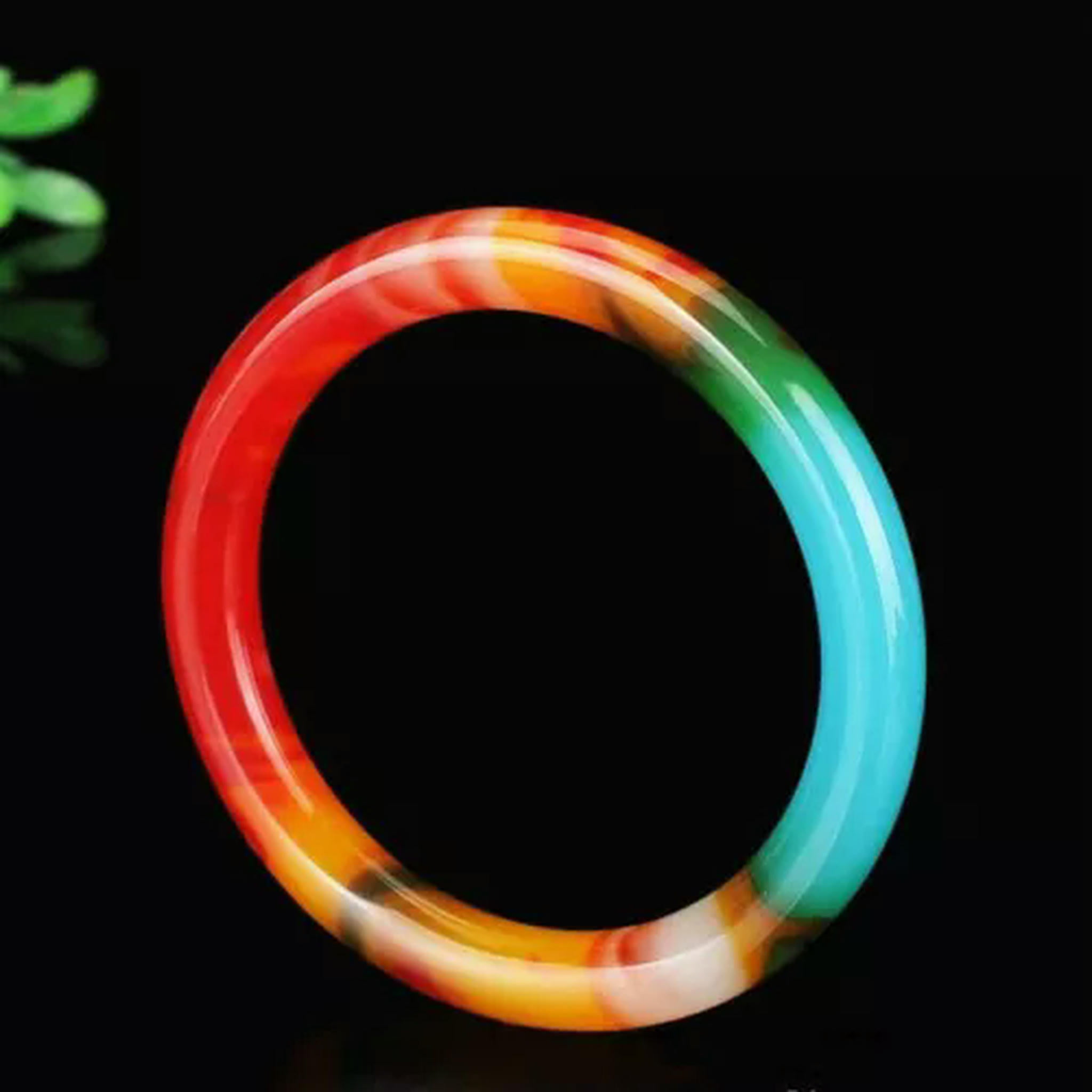HOOUN 64-66mm Natural Bangle Multicolour Jade Bracelet Circular Genuine ...