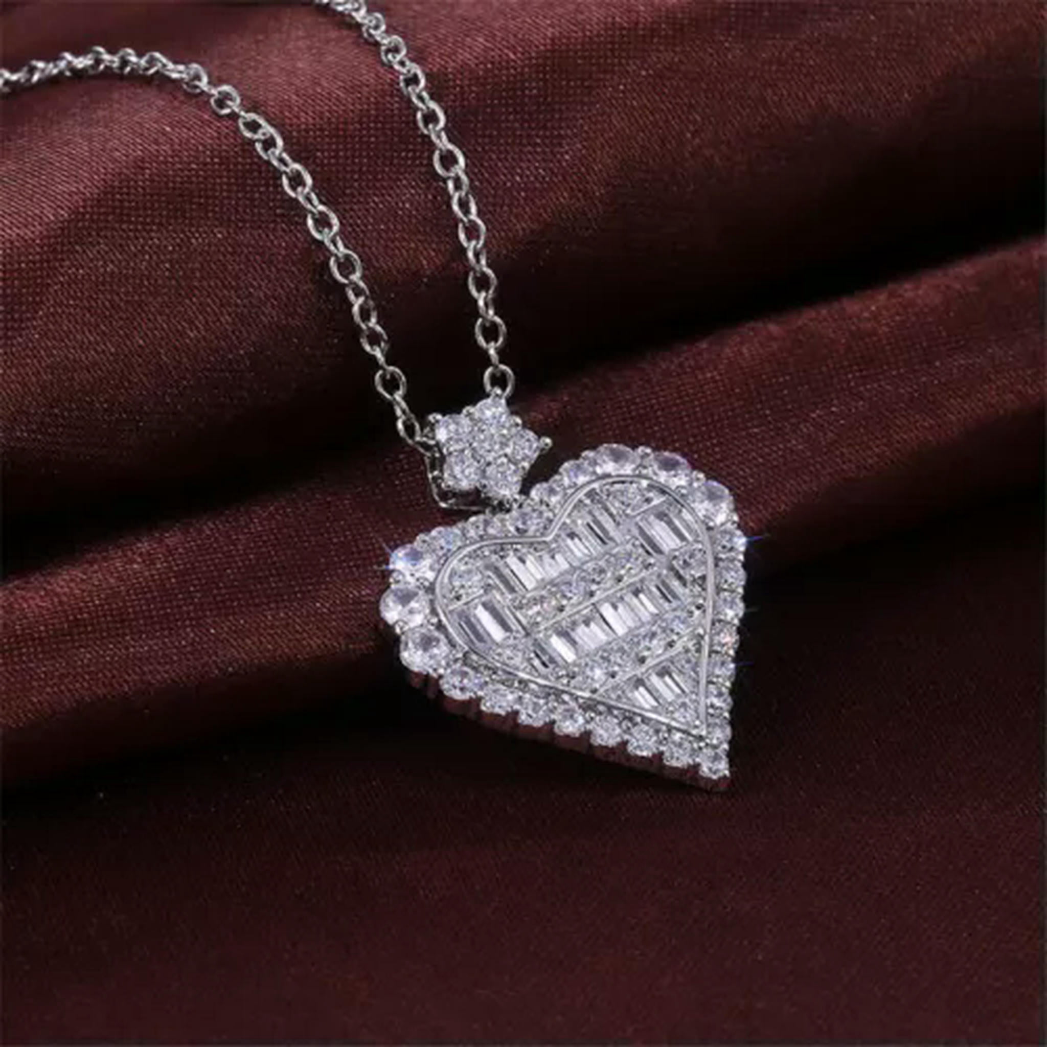 HOOUN 925 Silver Heart Shaped Cubic Zirconia Women Wedding Jewelry ...