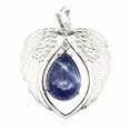 HOOUN Angel Wing Pendant Natural Crystal Heart Chakra Stone Quartz Oval ...