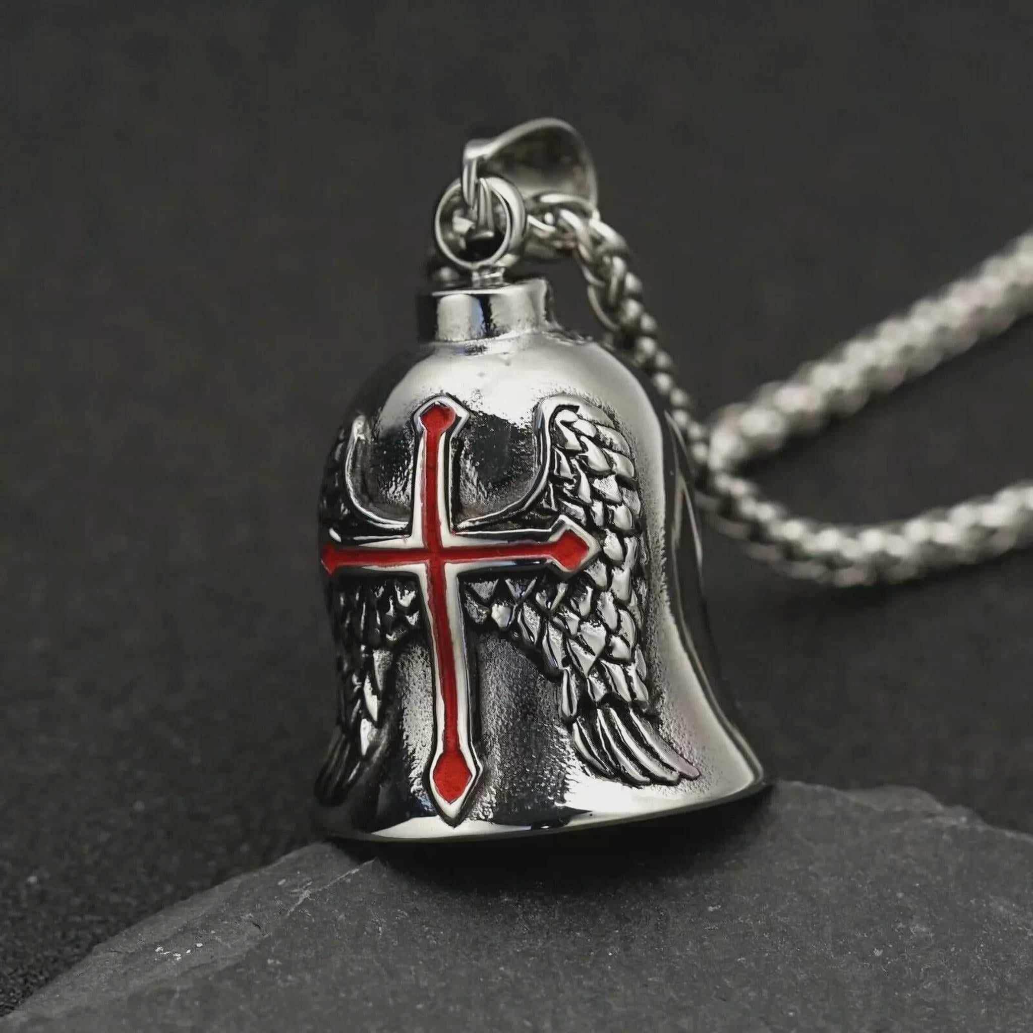HOOUN Angel Wings w. Cross Biker Gremlin Bell Motorcycle Pendant ...