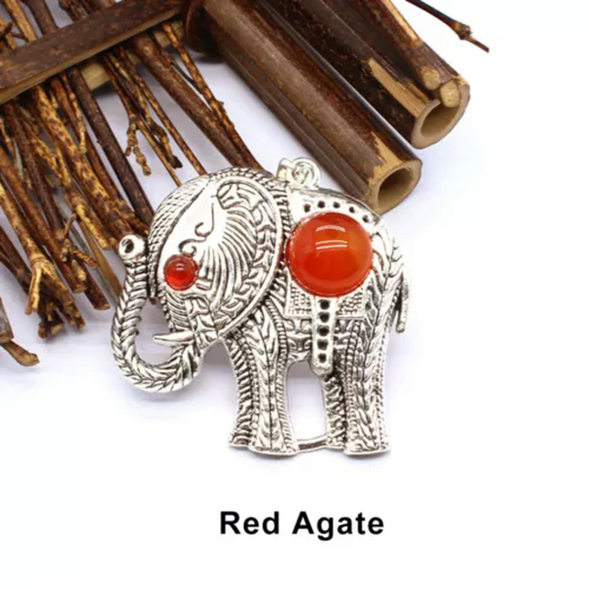 HOOUN Animal Gemstone Crystal Elephant Chakra Pendant Charms Reiki ...