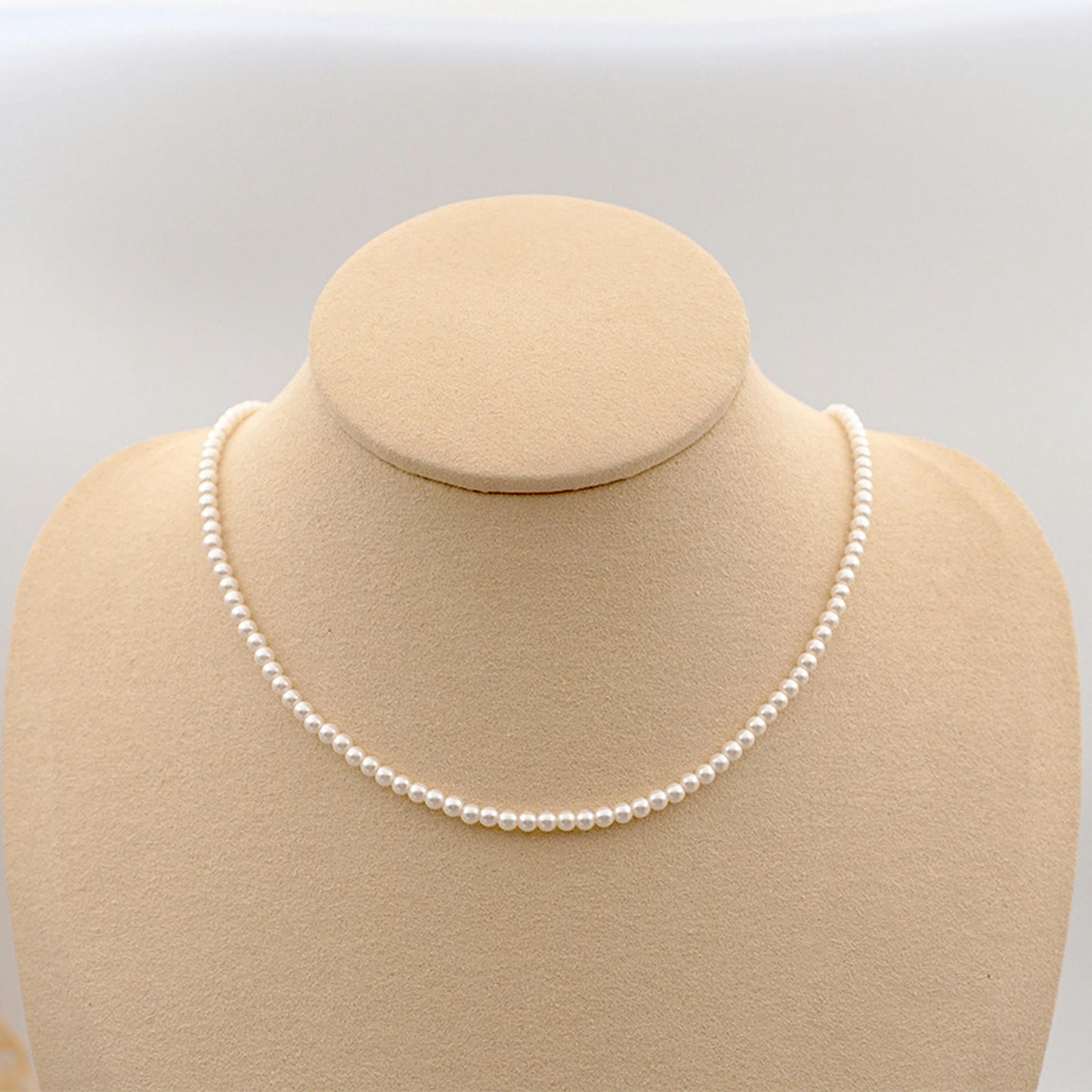 HOOUN Beautiful White Pearl Necklace, Round Pearl, Single Loop Chain ...