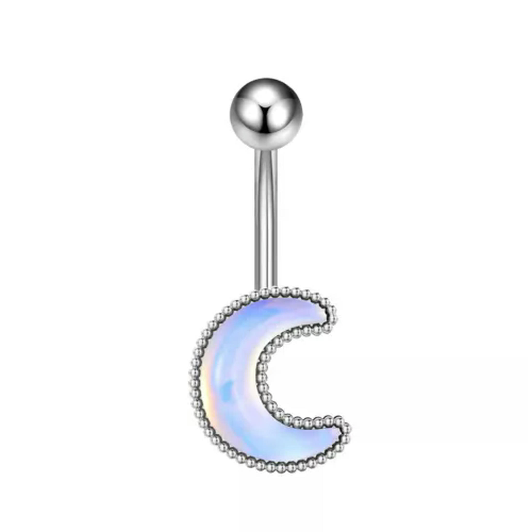 HOOUN Belly Bar Navel Jewelry Geometric Belly Ring Moon Navel Ring ...