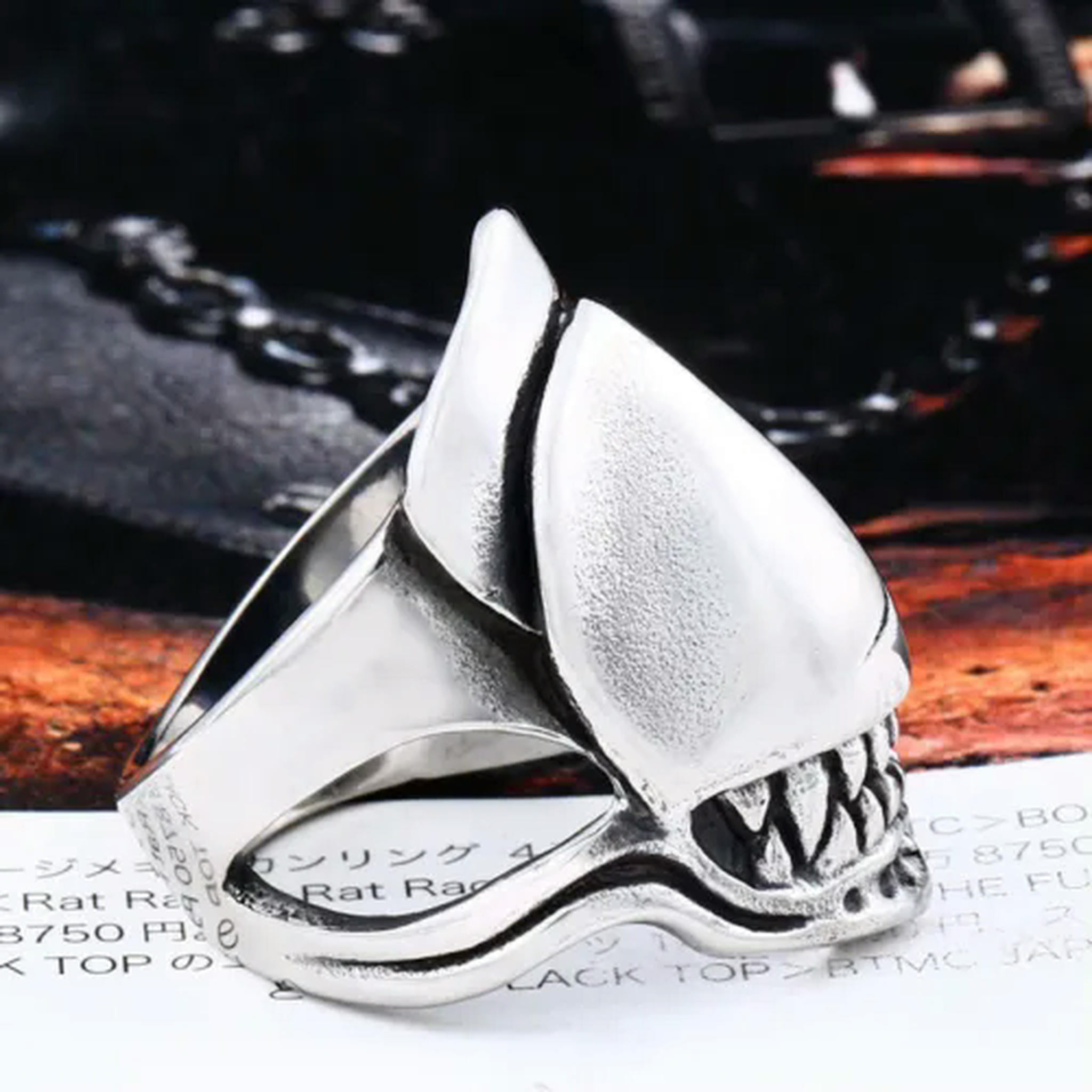 HOOUN Big Skull Head Ring Alien Skull Ring Stainless Steel Men's Gothic Ring Size 7-13-8 ...