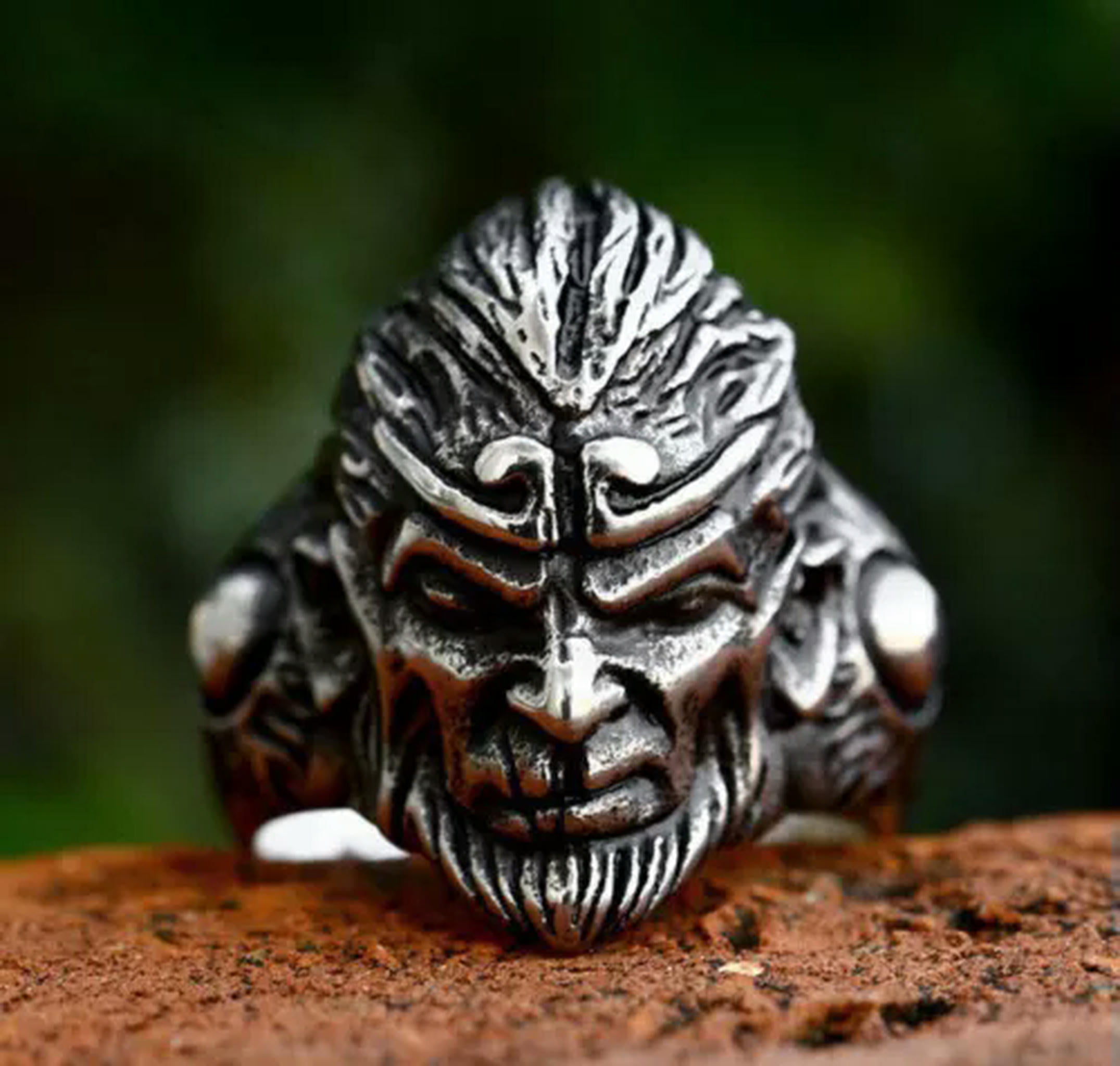 HOOUN Black Myth WuKong Ring Stainless Steel Vintage Chinese Monkey Men ...