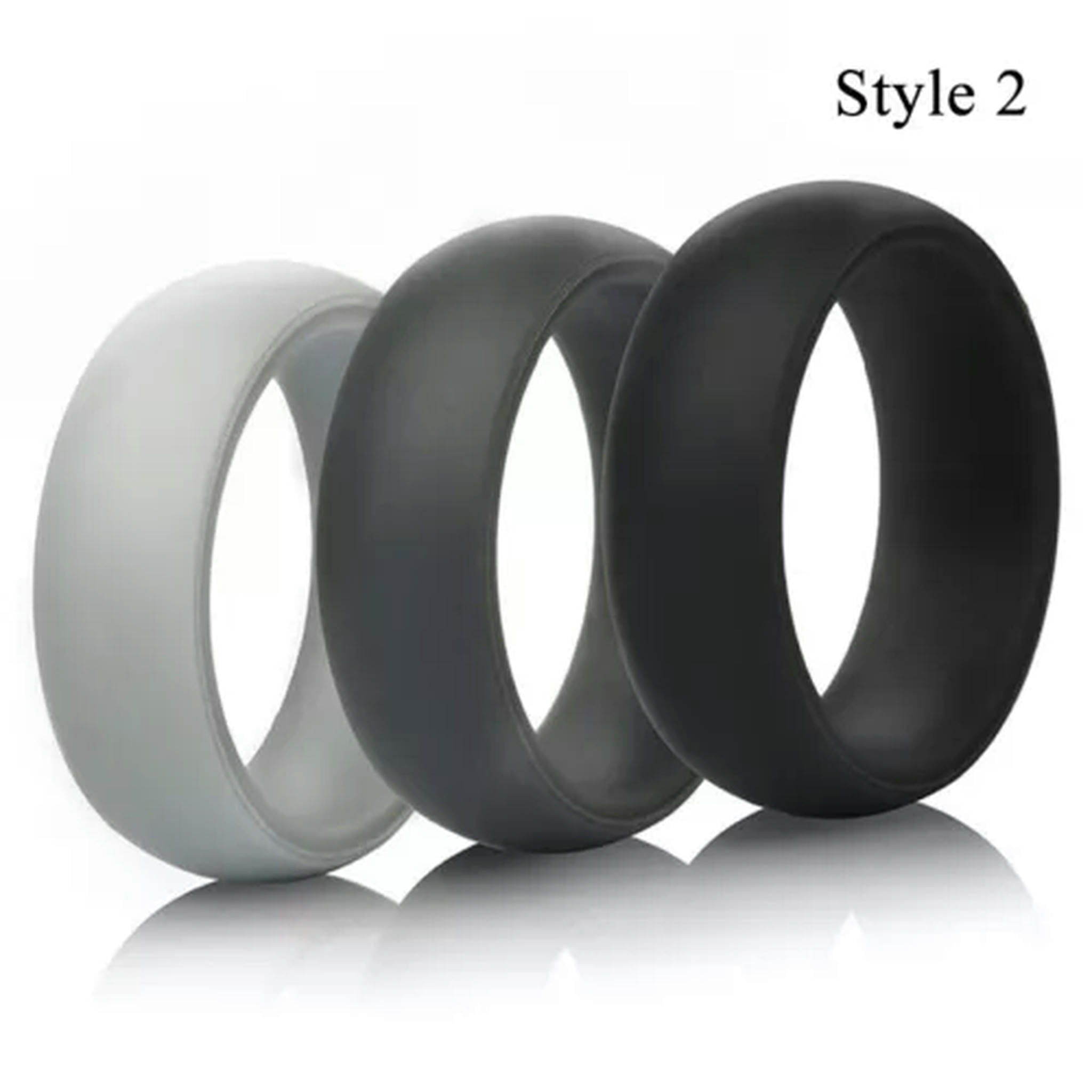 HOOUN Black Silicone Ring Rubber Wedding Band Flexible for Men Workout ...