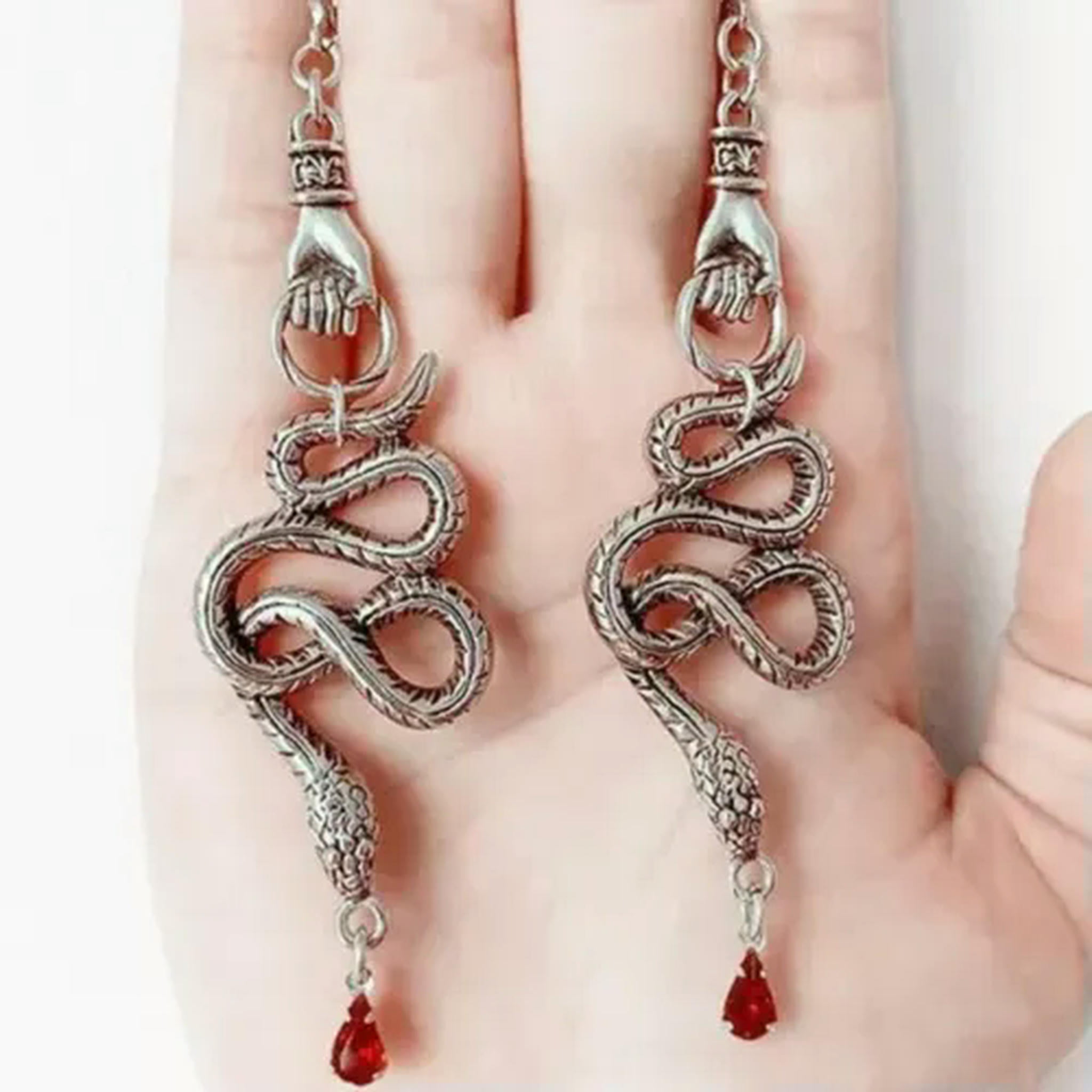 HOOUN Black Snake Earrings Red Crystal Serpent Earrings Dangles Gothic ...