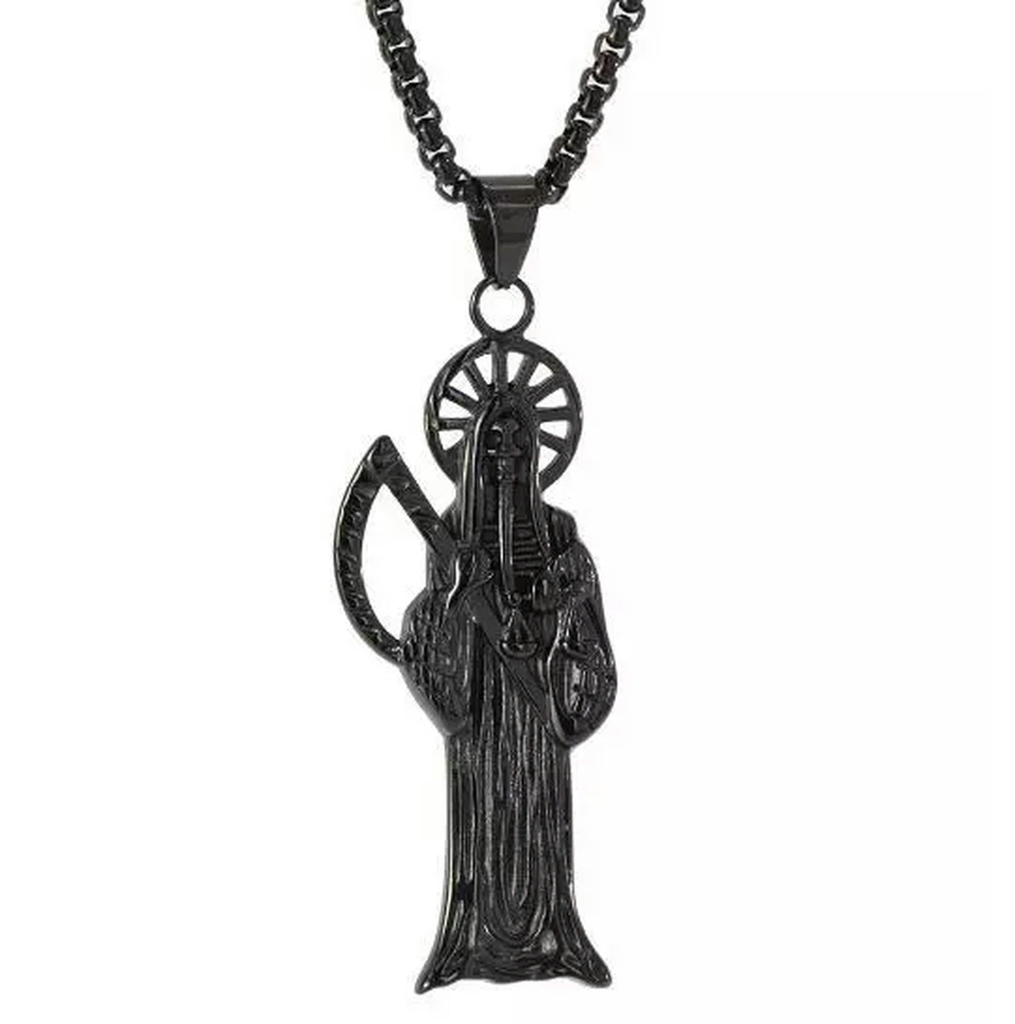 HOOUN Black Stainless Steel Holy Saint Death Santa Muerte Pendant ...