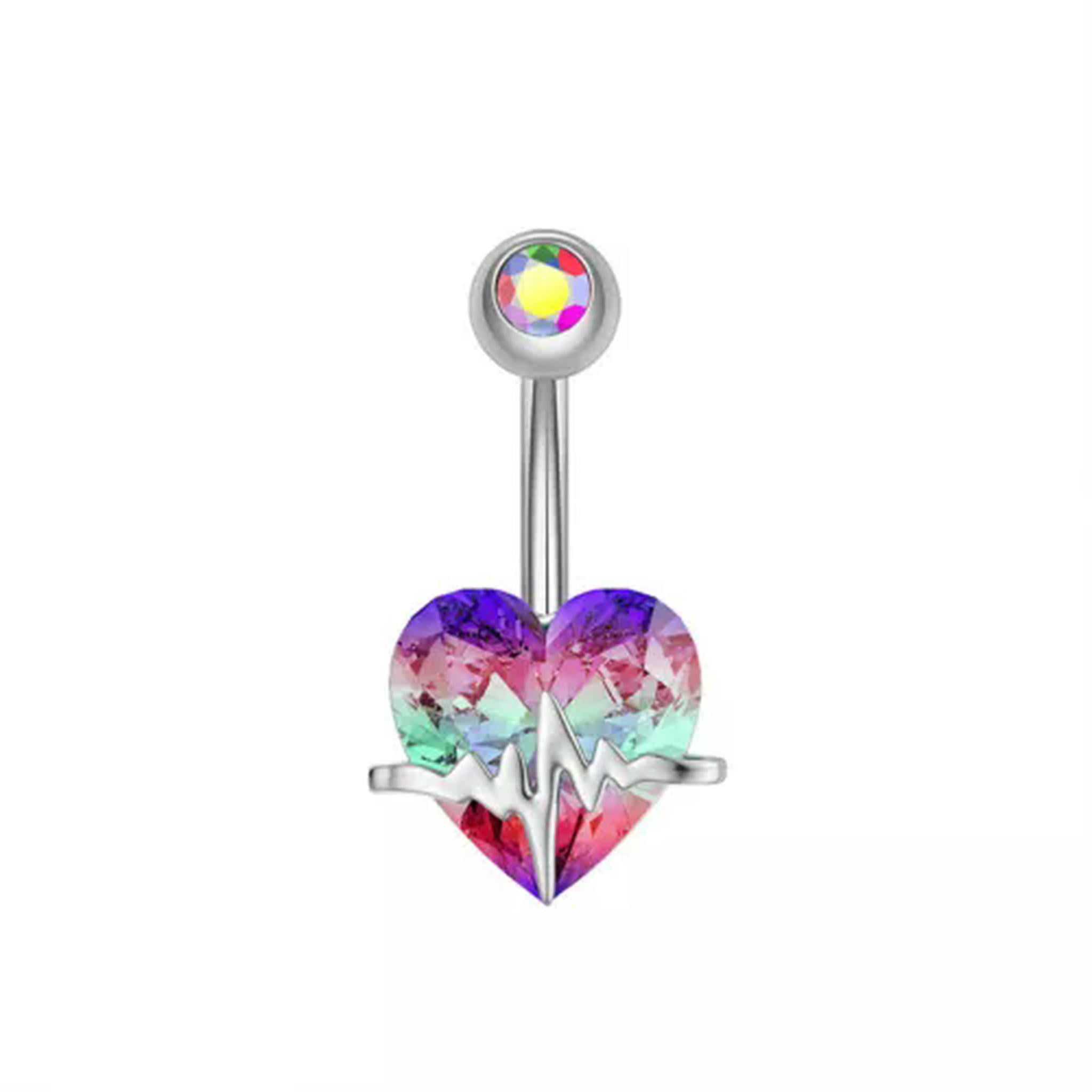 HOOUN Body Piercing Heart Navel Ring Belly Navel Belly Bar Navel ...