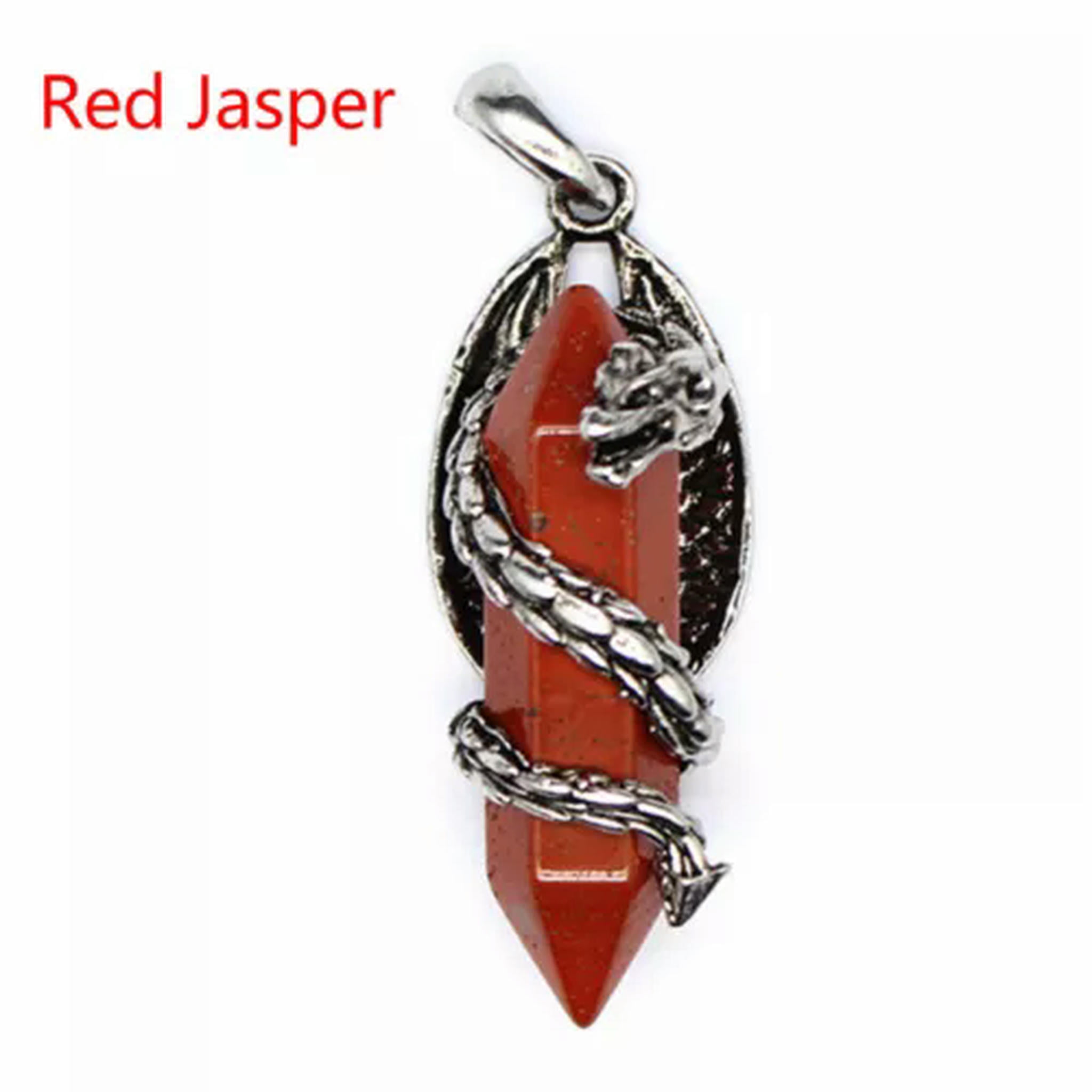HOOUN Chakra Dragon Double Pointed Hexagon Pendant Natural Crystal ...