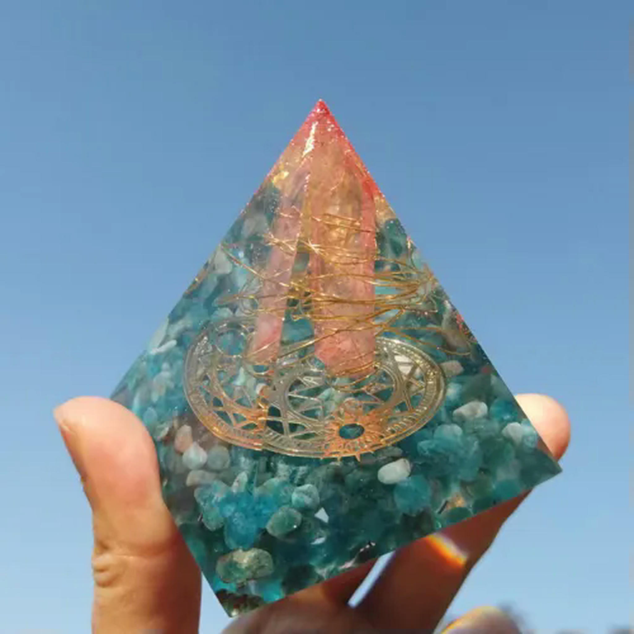 HOOUN Chakra Orgonite Resin Pyramid Crystal Chips Quartz Orgone Reiki ...