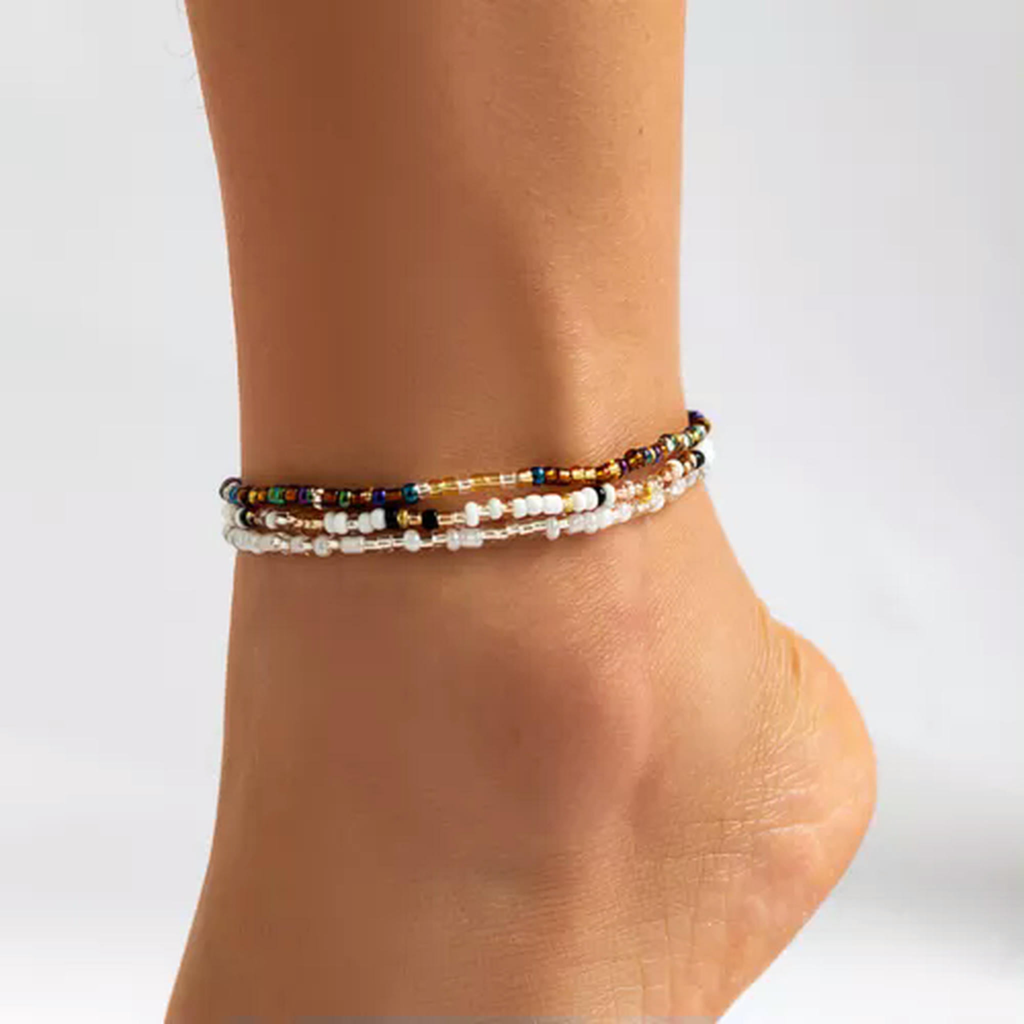 HOOUN Colour Beads Heart Moon Anklet Foot Beach Jewelry Friendship Love ...