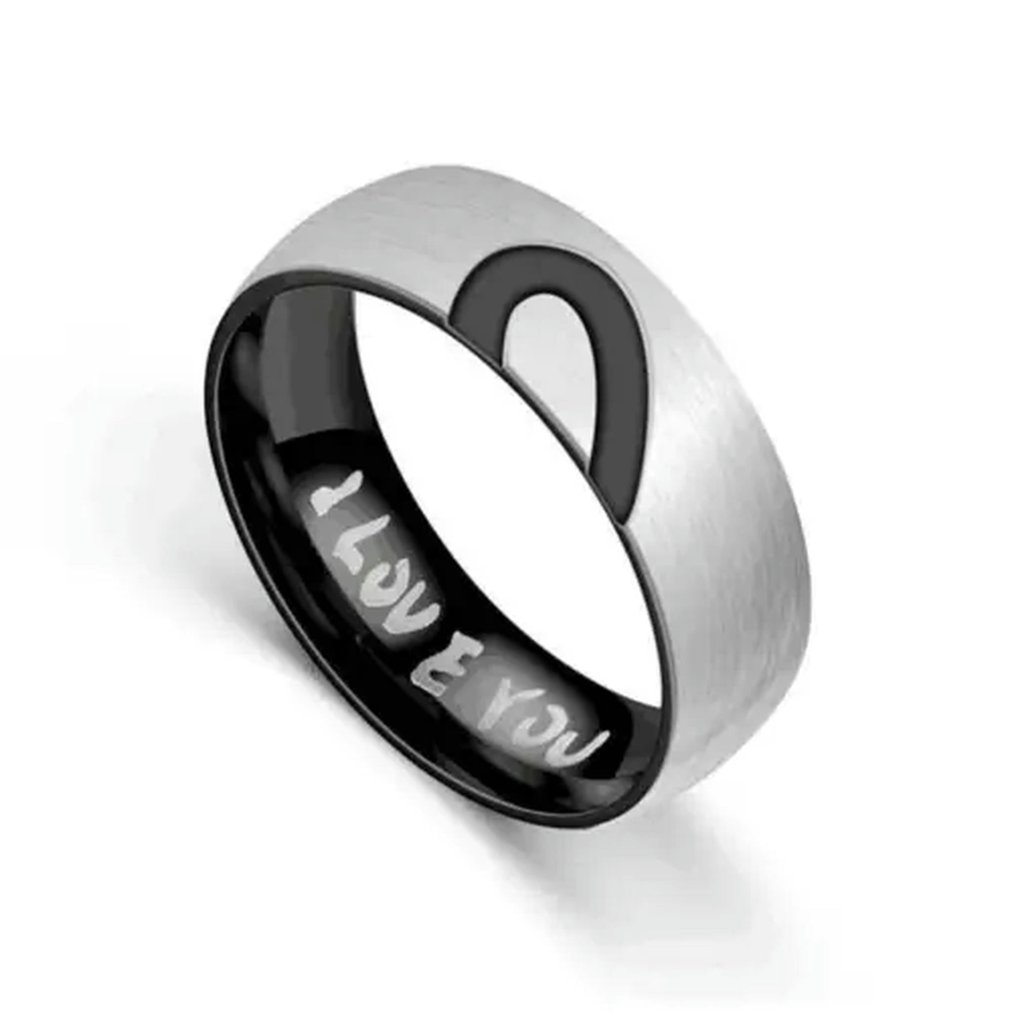 HOOUN Couple Ring Stainless Steel Promise Ring Love You Heart Wedding ...