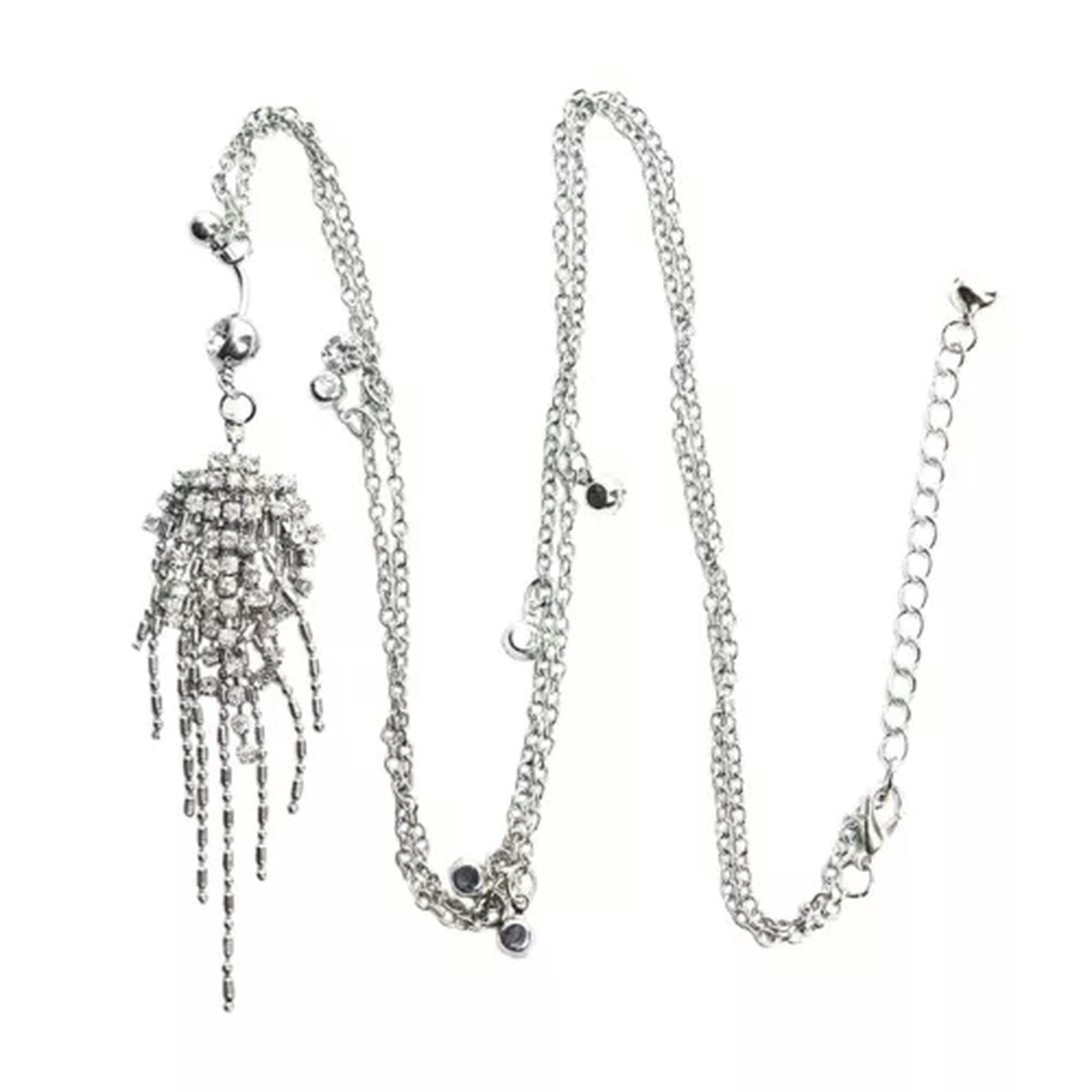 HOOUN Crystal Tassel Navel Belly Button Ring With Waist Chain Body ...