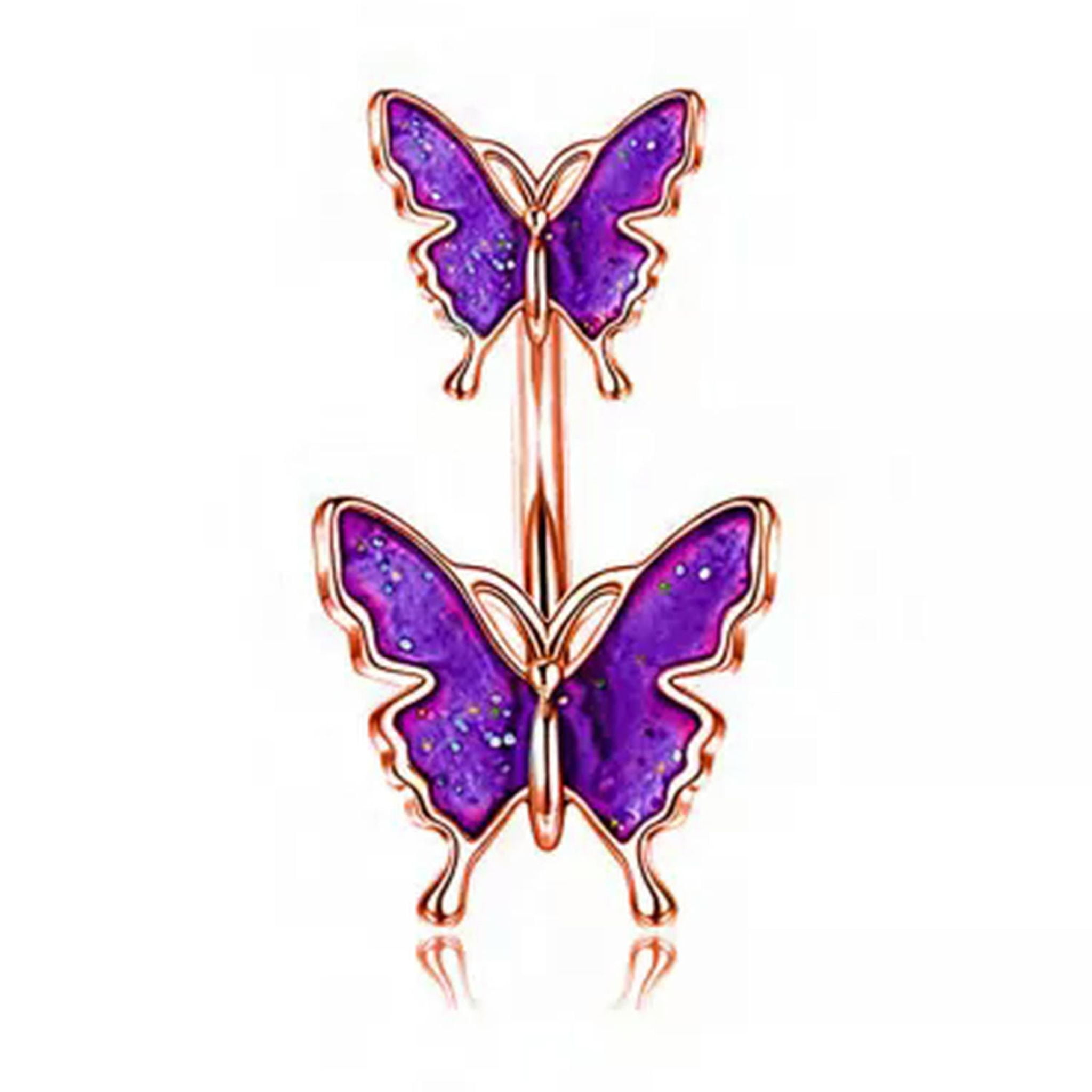 HOOUN Double Butterfly Fashion Body Piercing Belly Navel Rings Drop ...