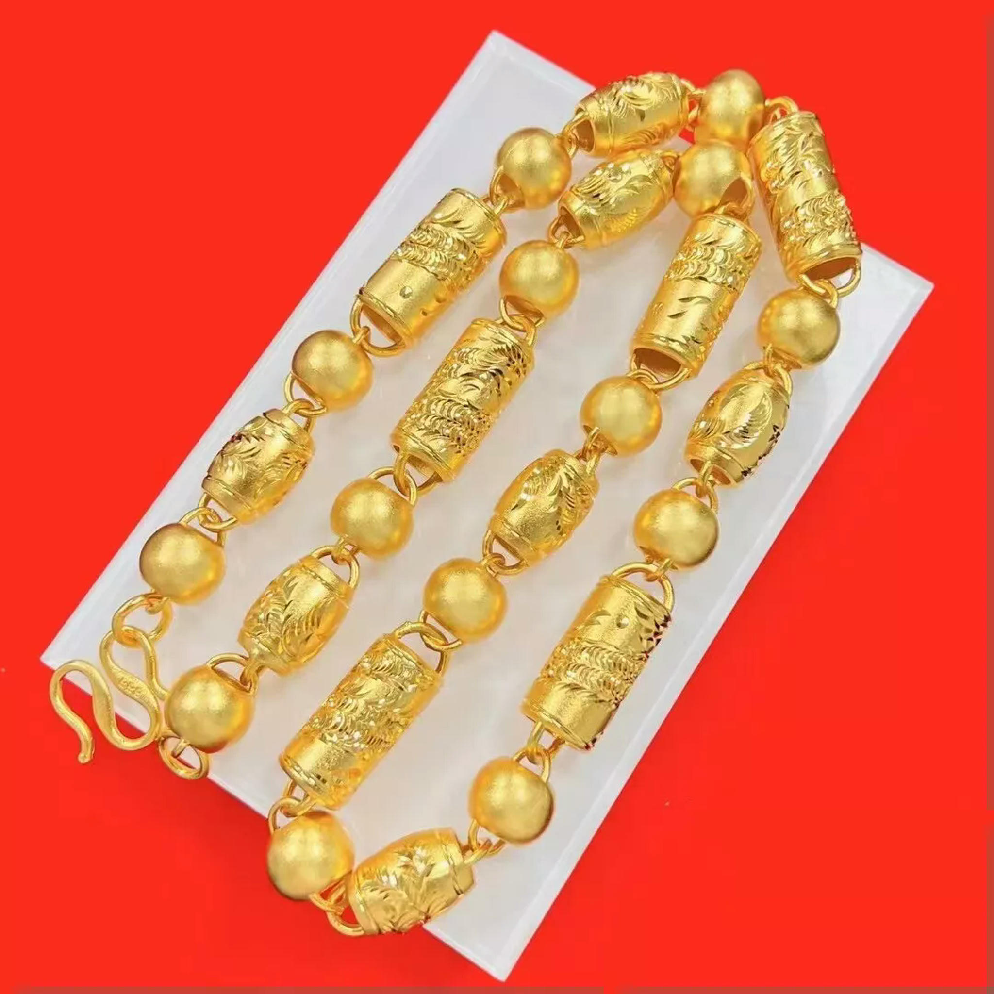 HOOUN Dragon and Phoenix Pillar 24K Thai Baht Yellow GPNecklace 28"230g - Walmart.com