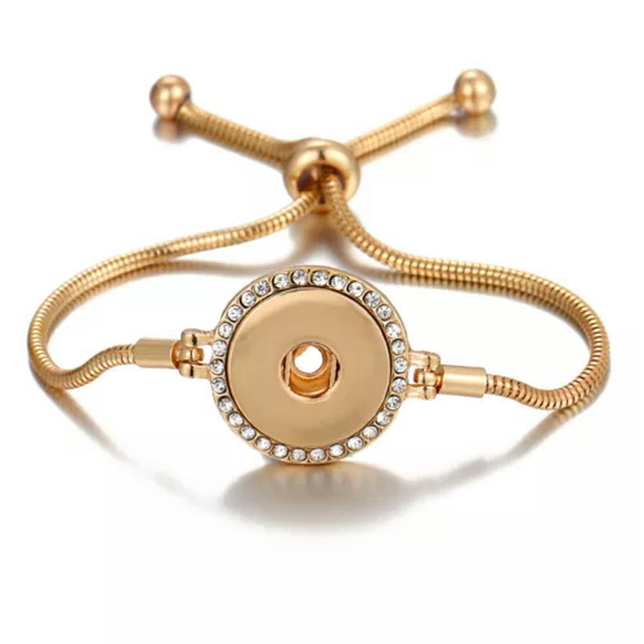 HOOUN Drill Ginger Snap Bracelet Adjustable Fit 18mm Snap Button ...