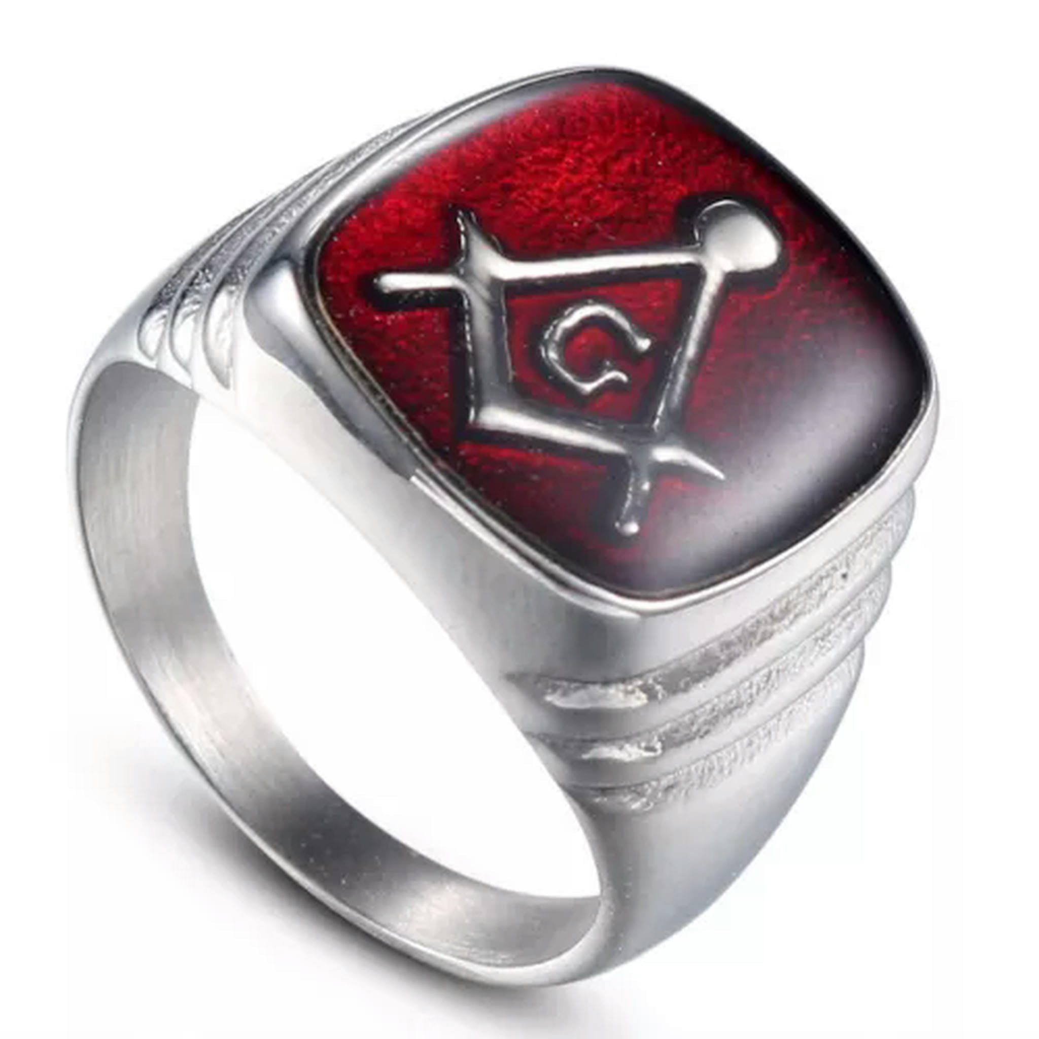HOOUN Enamel Masonic Symbol Signet Ring Stainless Steel Men Women ...