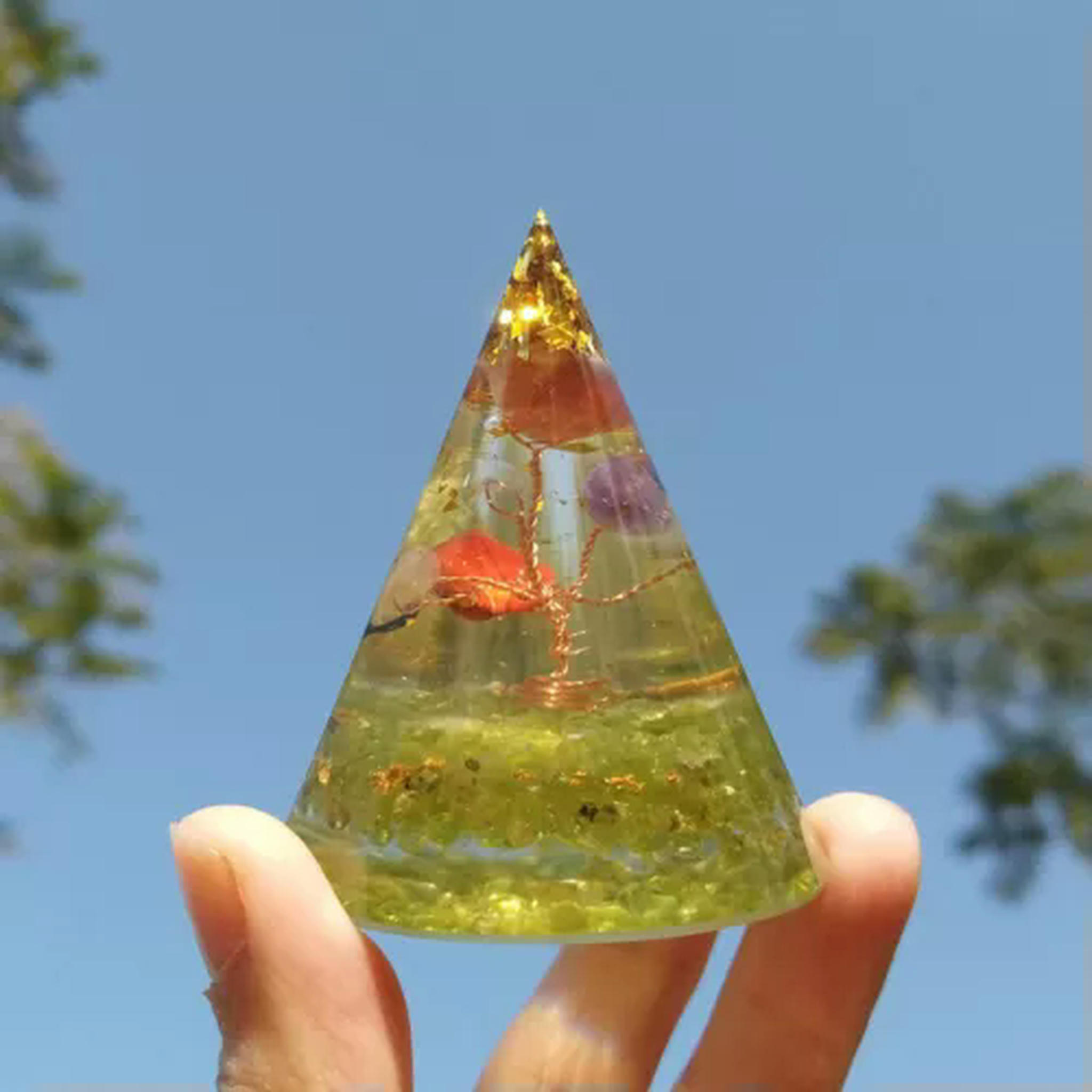 HOOUN Eye of God Resin Cone Providence Stone Crystal Pyramid Orgonite ...