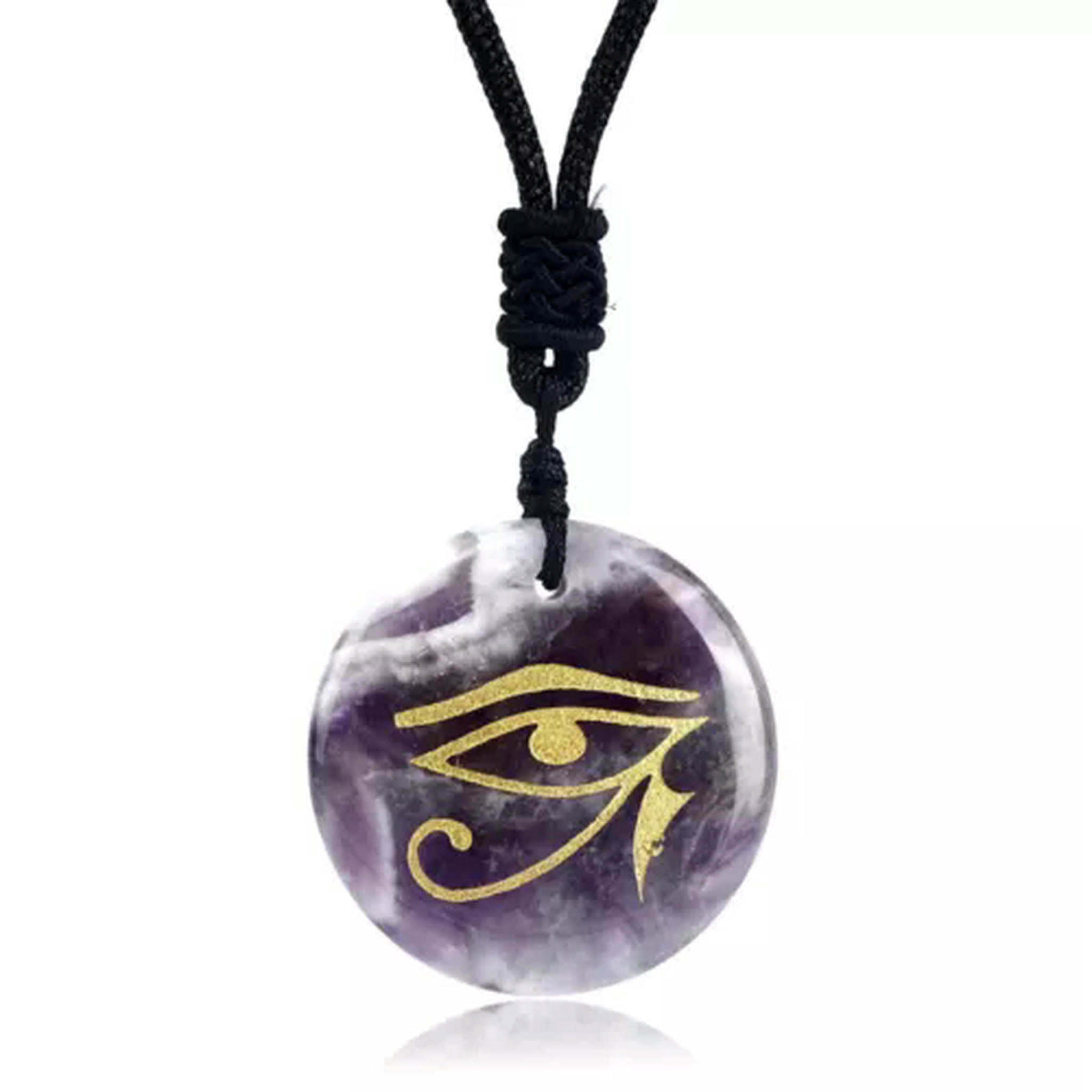 HOOUN Eye of Horus Necklace Natural Crystal Quartz Egyptian Round ...